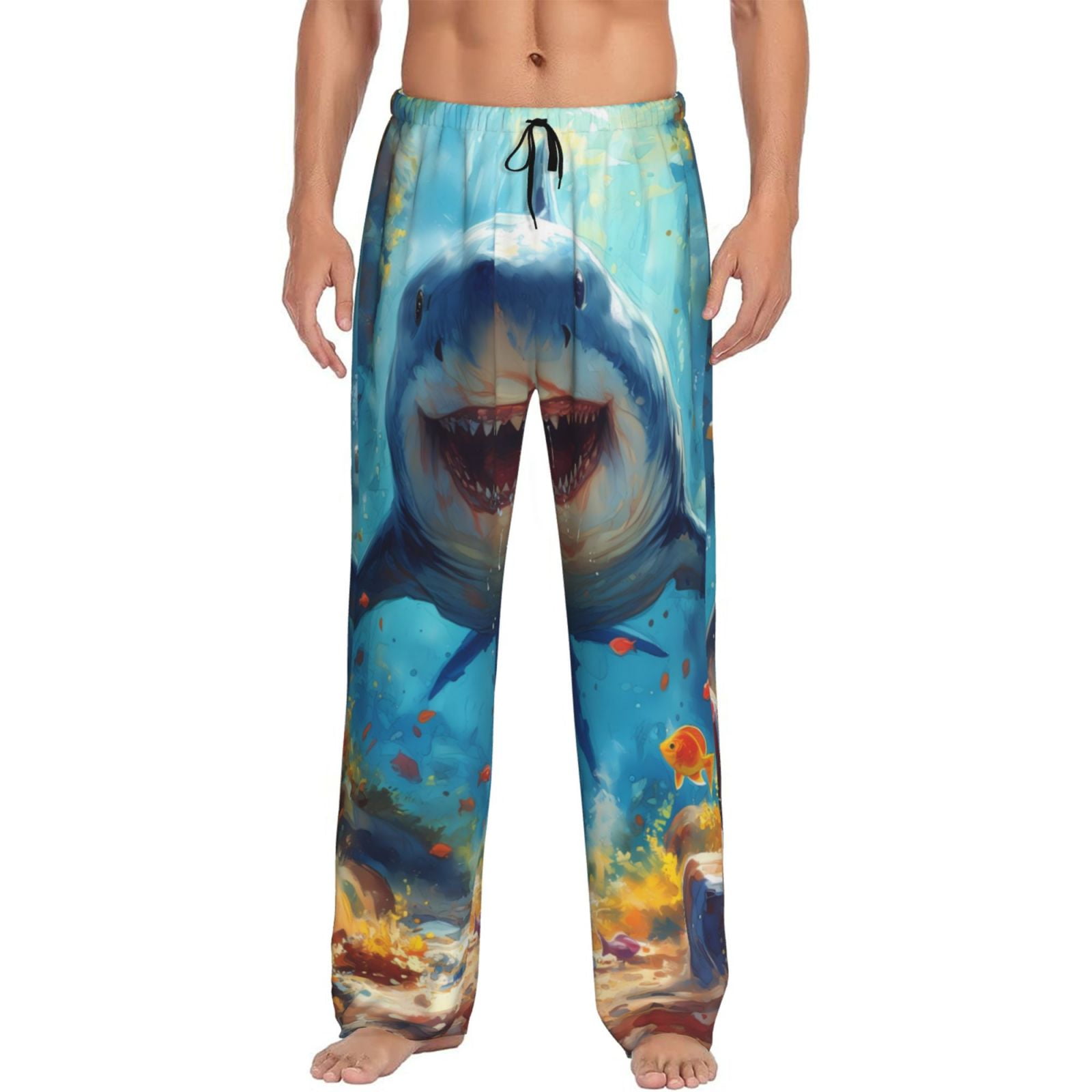 Balery Colorful Underwater Shark print Men's Pajama Pants,Ultra ...