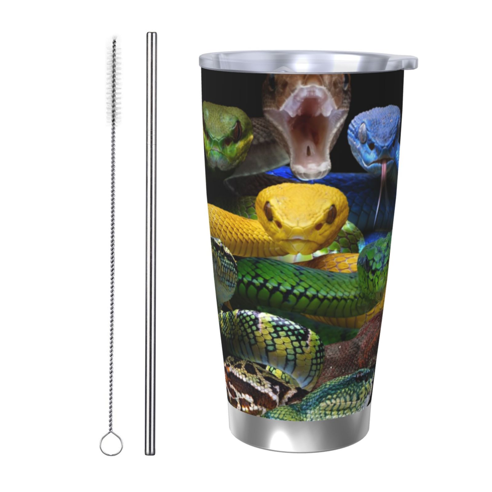 Balery Colorful Viper Snake Pattern 20oz Insulated Car Cup with Dual ...