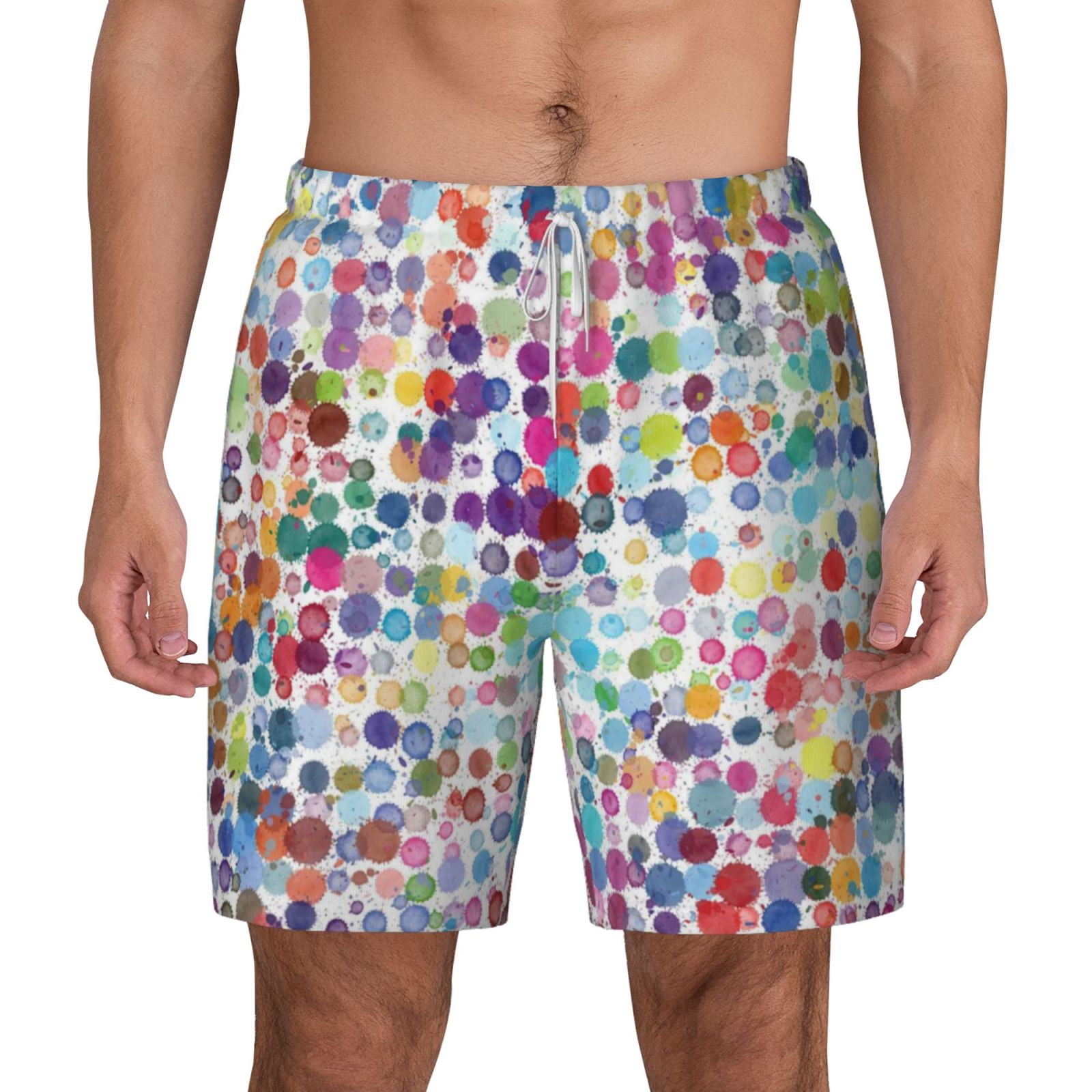 Balery Colorful Watercolor Dots Mens Swim Trunks Swim Shorts for Men ...