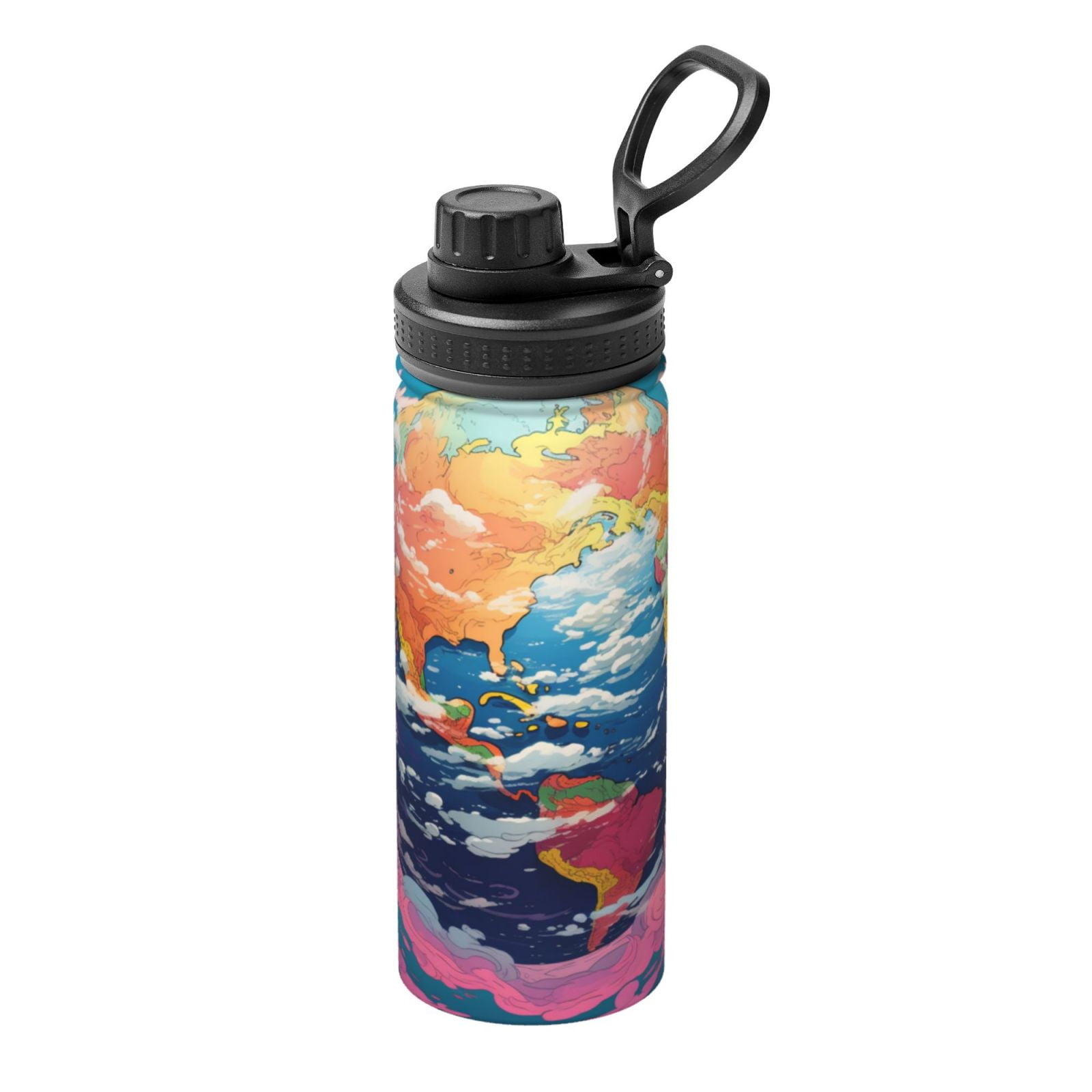 Balery Colorful Whimsical Earth Pattern 18oz Sports Insulated Kettle ...