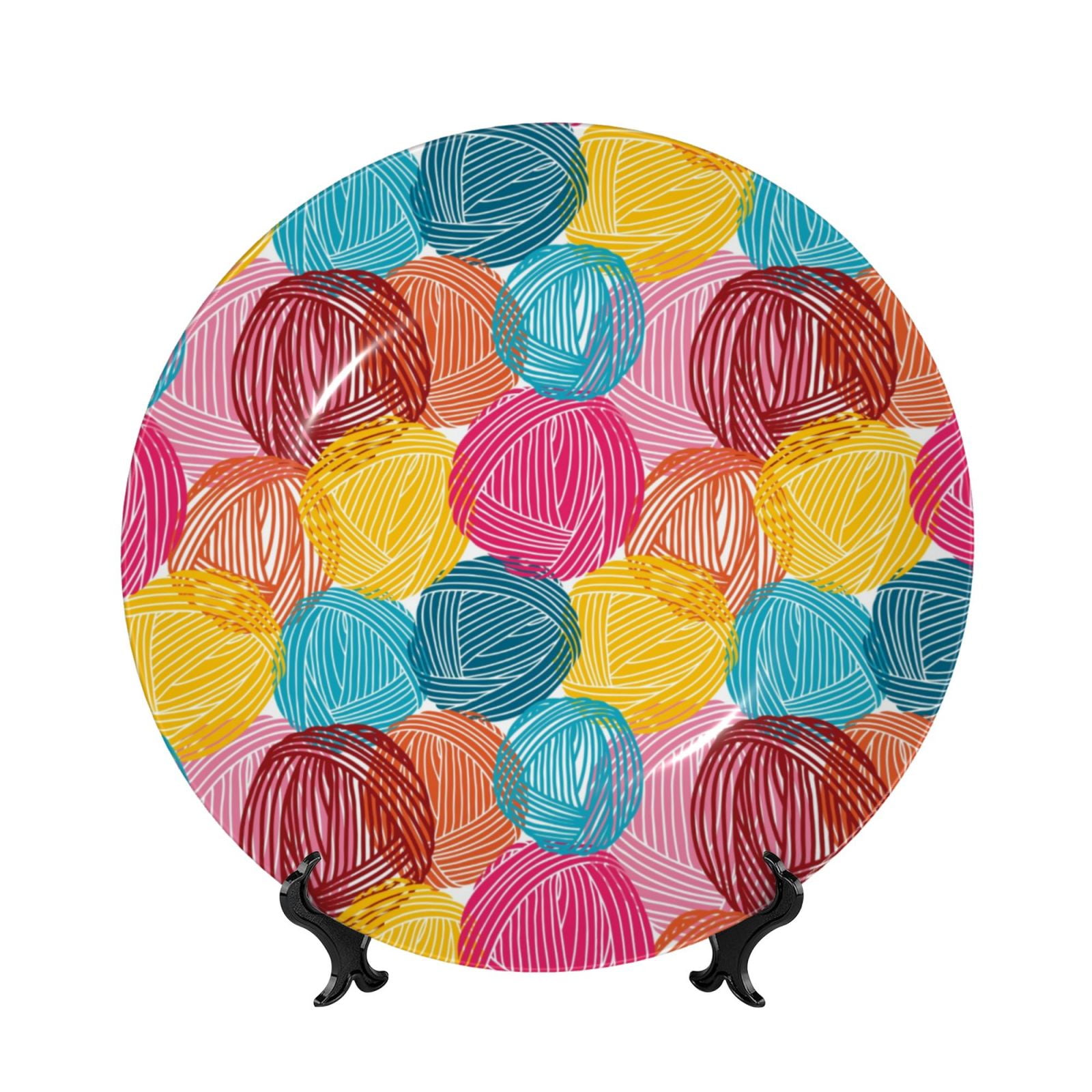 Balery Colorful Wool Balls Print Bone China Decorative Plate Ceramic ...