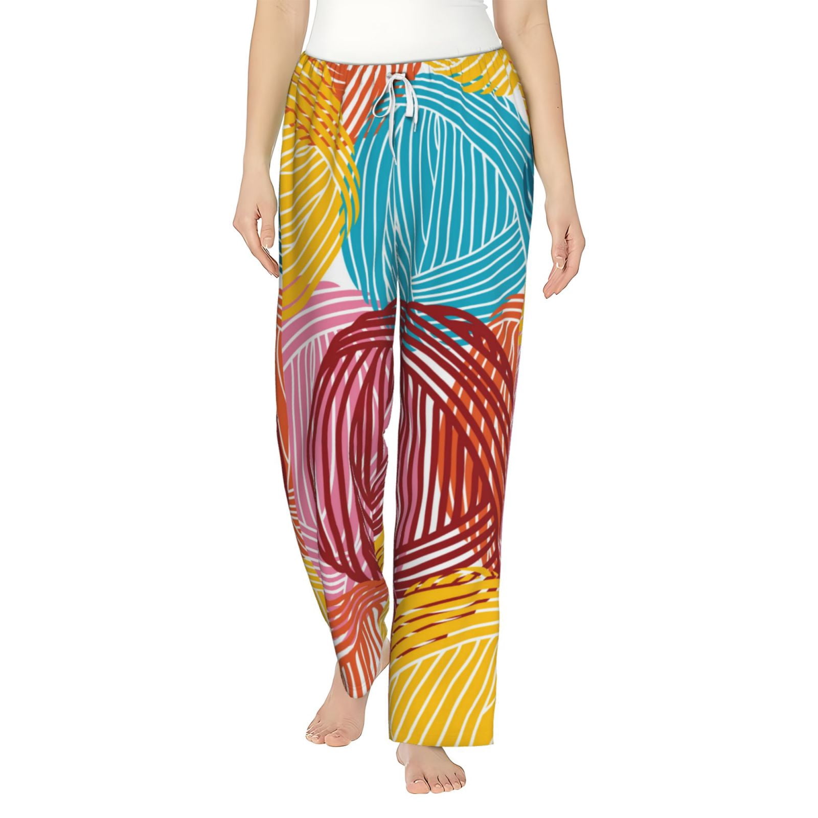Balery Colorful Wool Balls print Women's Pajama Pants,Ultra Lightweight Pjs,Lounge Pant-Small ...