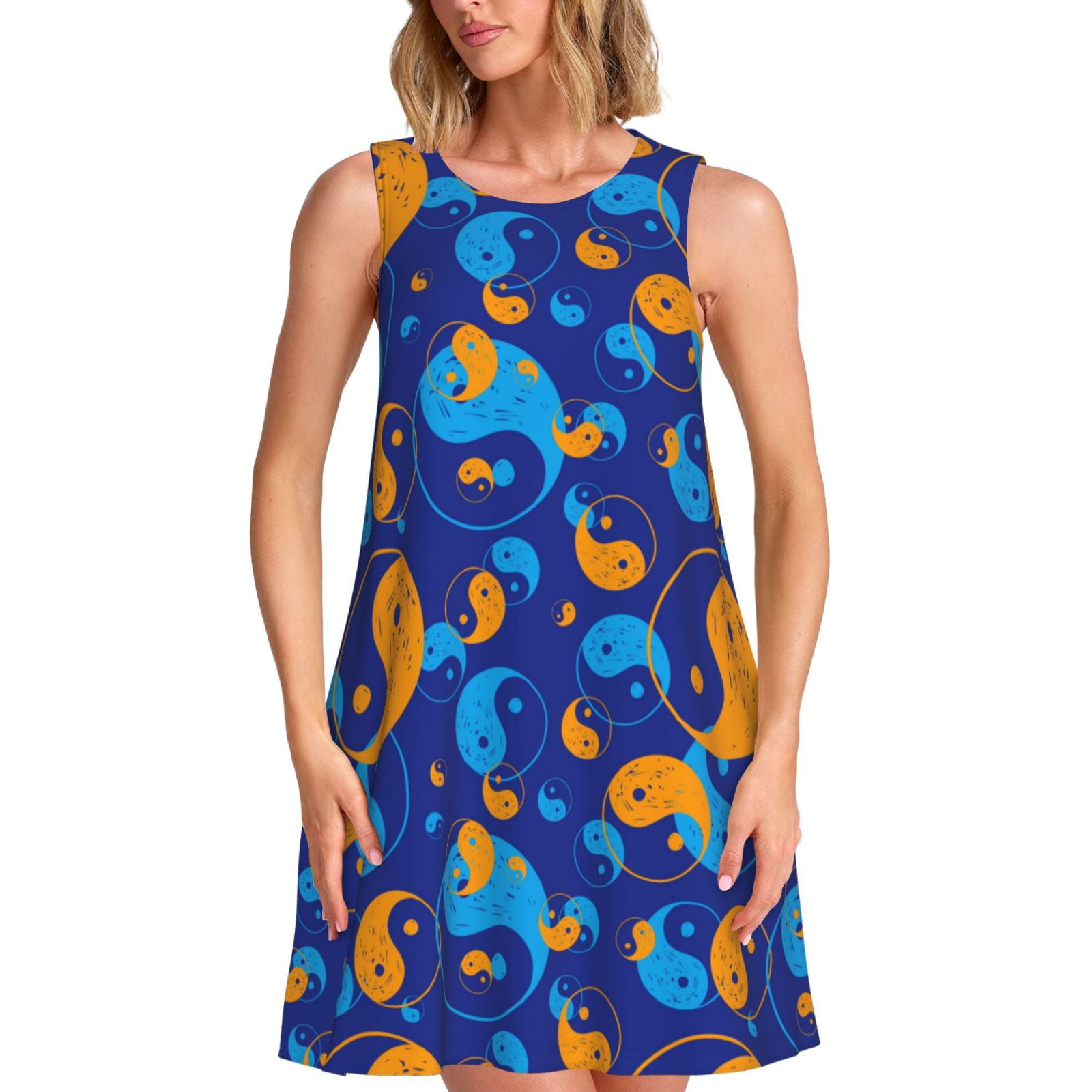 Balery Colorful Yin Yang Pattern Women’s Summer Dresses – Loose ...