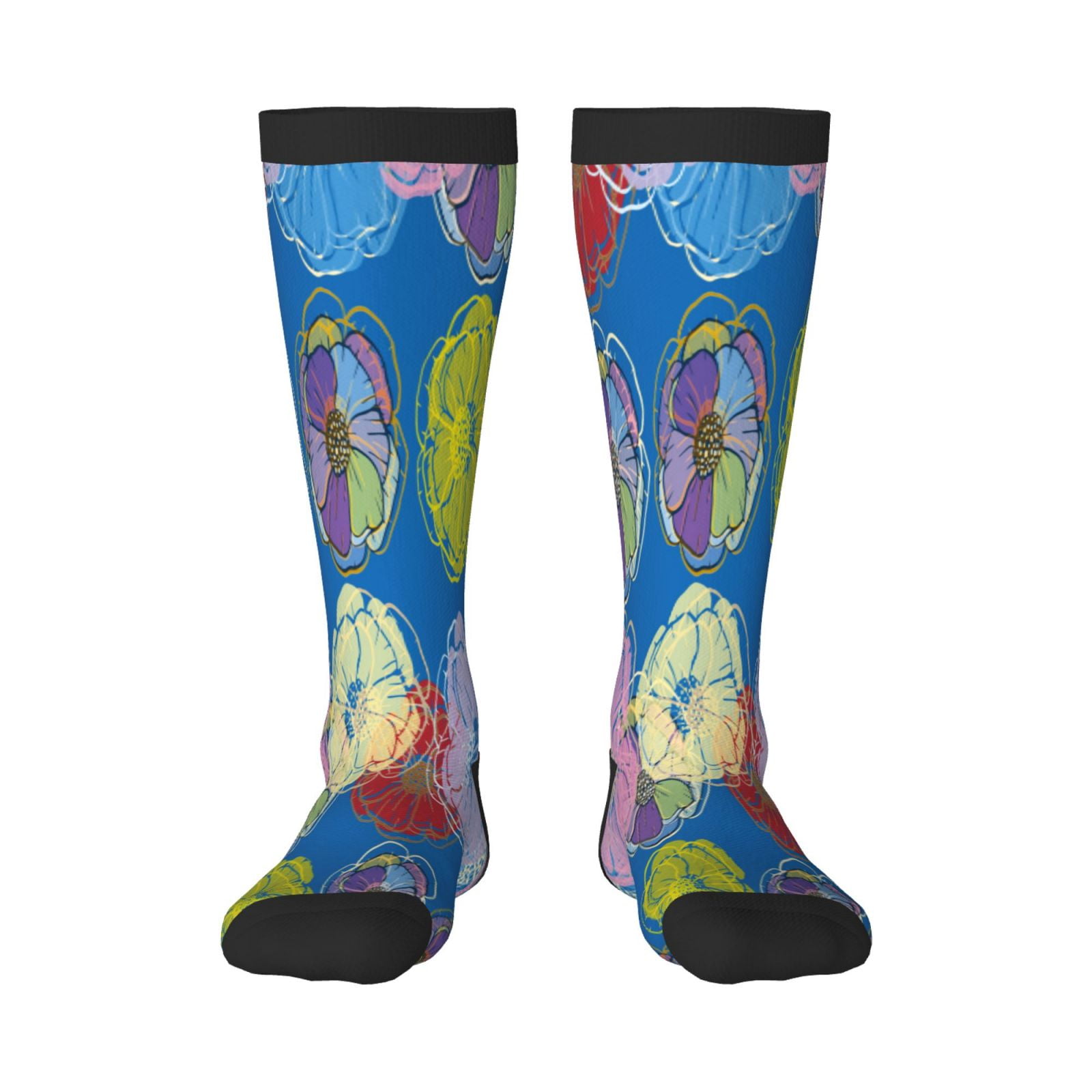 Balery Colorful floral Printed Novelty Socks Men's Women's Crew Socks ...