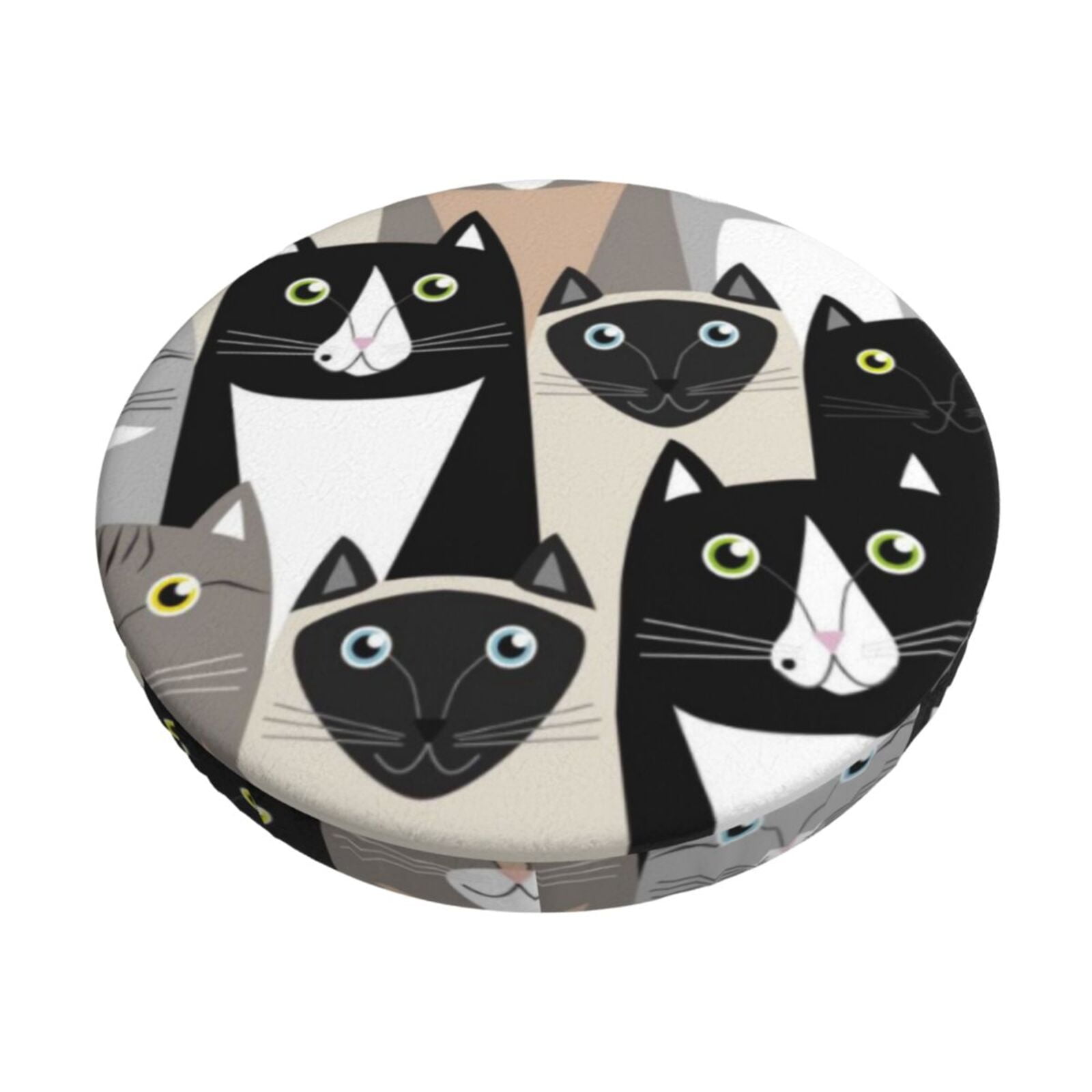 Balery Colors Cats Round Bar Stool Seat Covers Velvet Fabric Adjustable ...