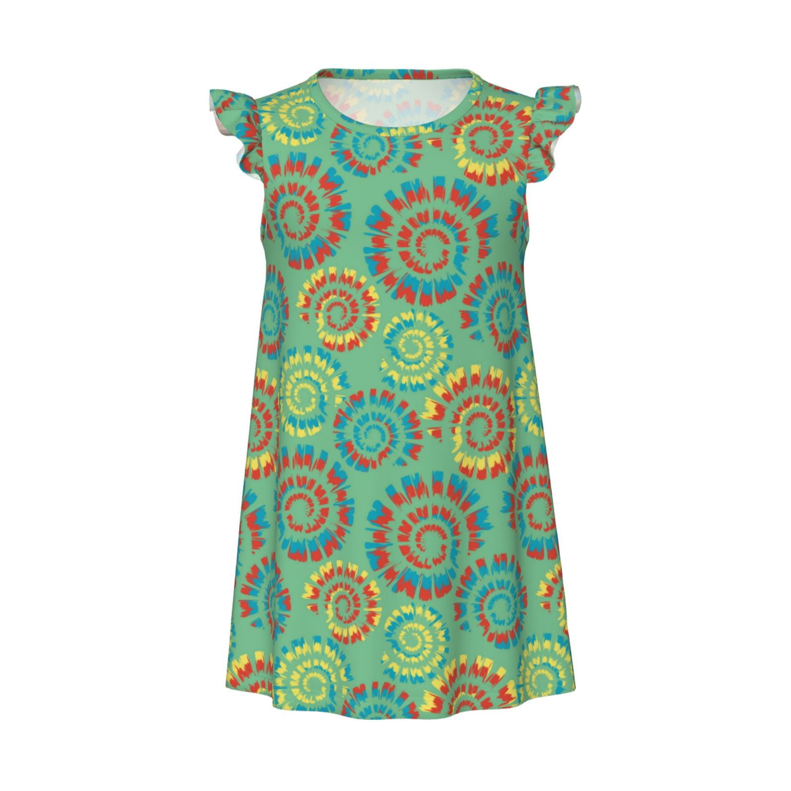 Balery Colourful Tie Dye Princess Nightgown for Girls Flutter Sleeve ...