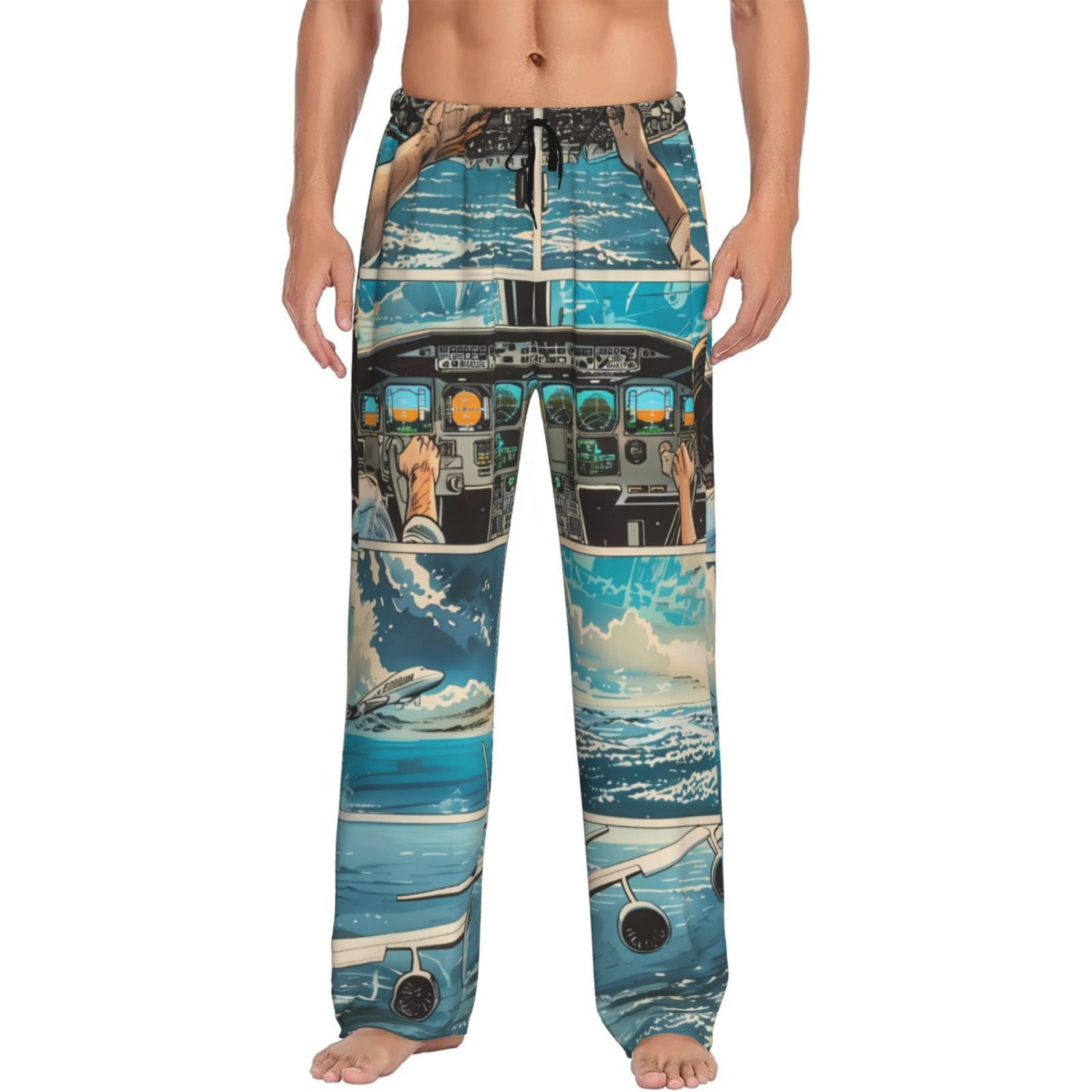 Balery Comic Airplane Cockpit Illustration print Men's Pajama Pants ...