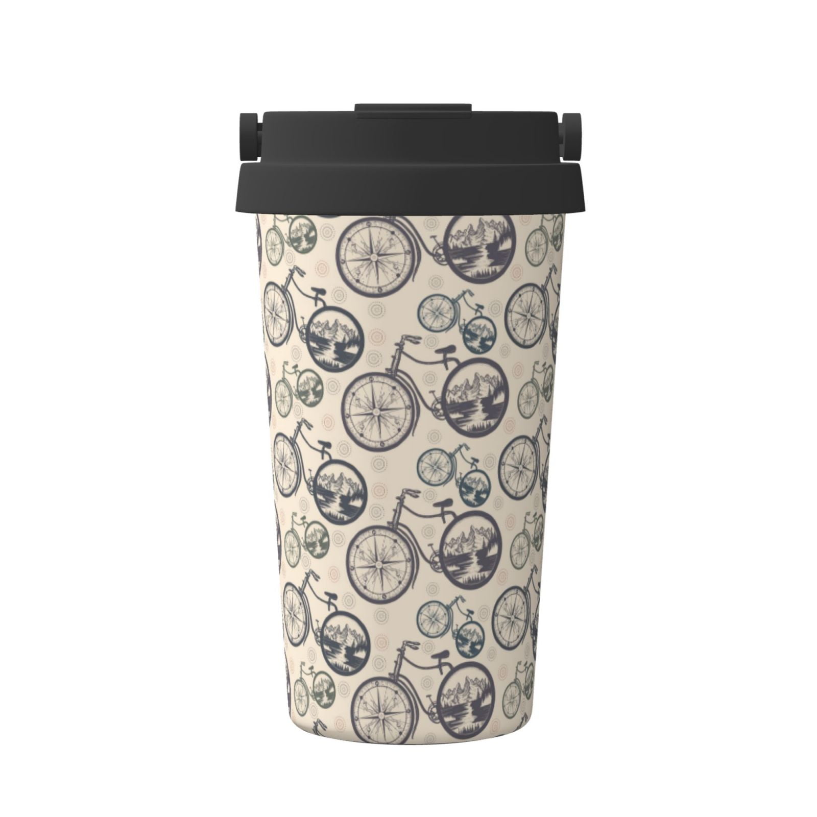 Balery Compass And Mountains In Bicycle Wheels Pattern Insulated Coffee ...