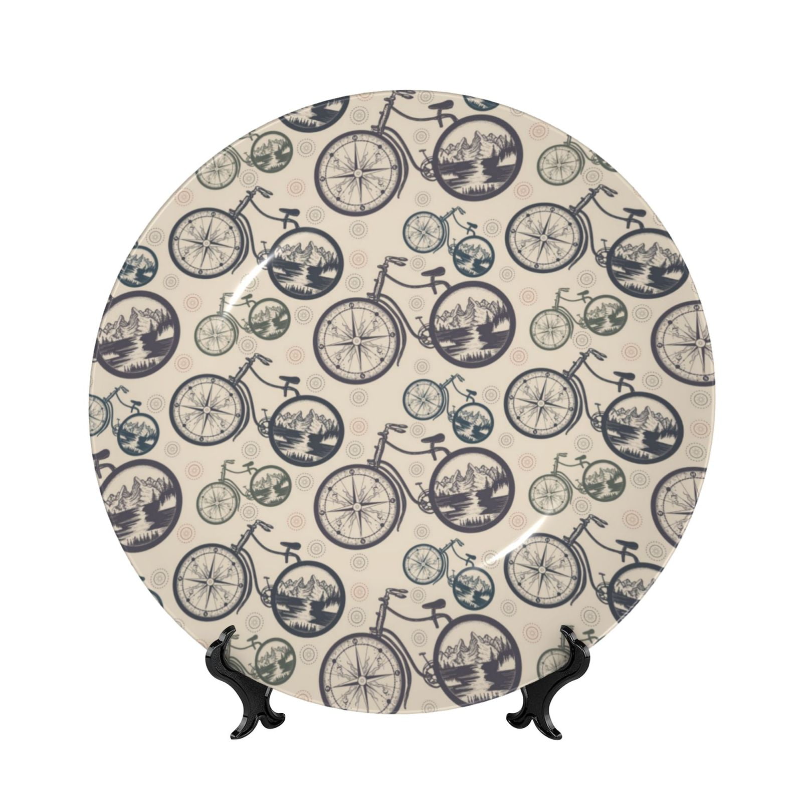 Balery Compass And Mountains In Bicycle Wheels Print Bone China ...