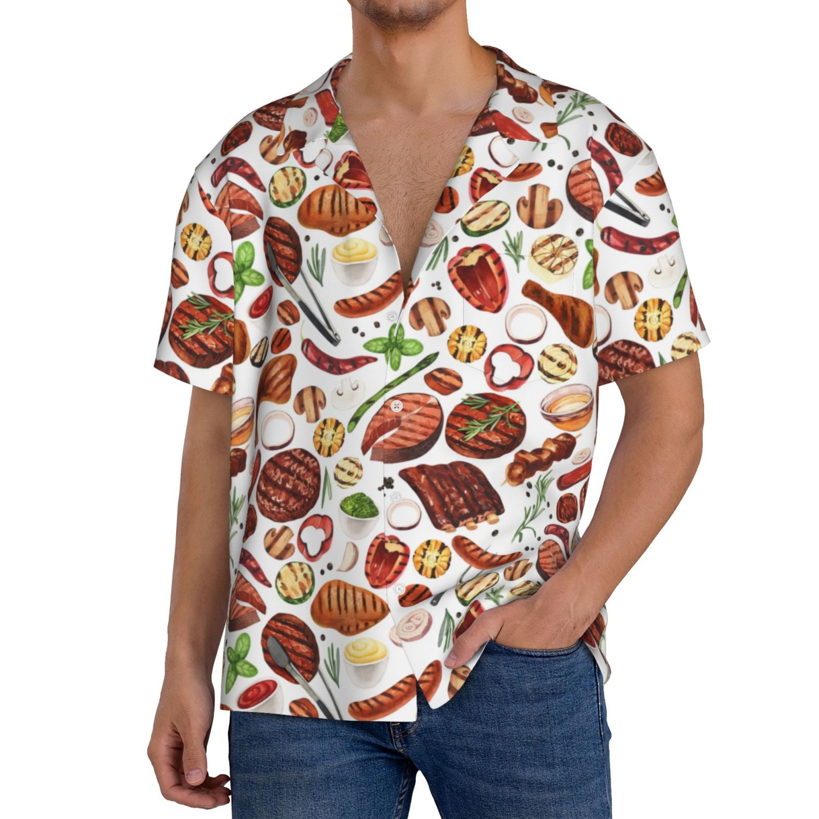 Balery Cooking Bbq Men's Casual Button Down Shirt Short Sleeve Textured ...
