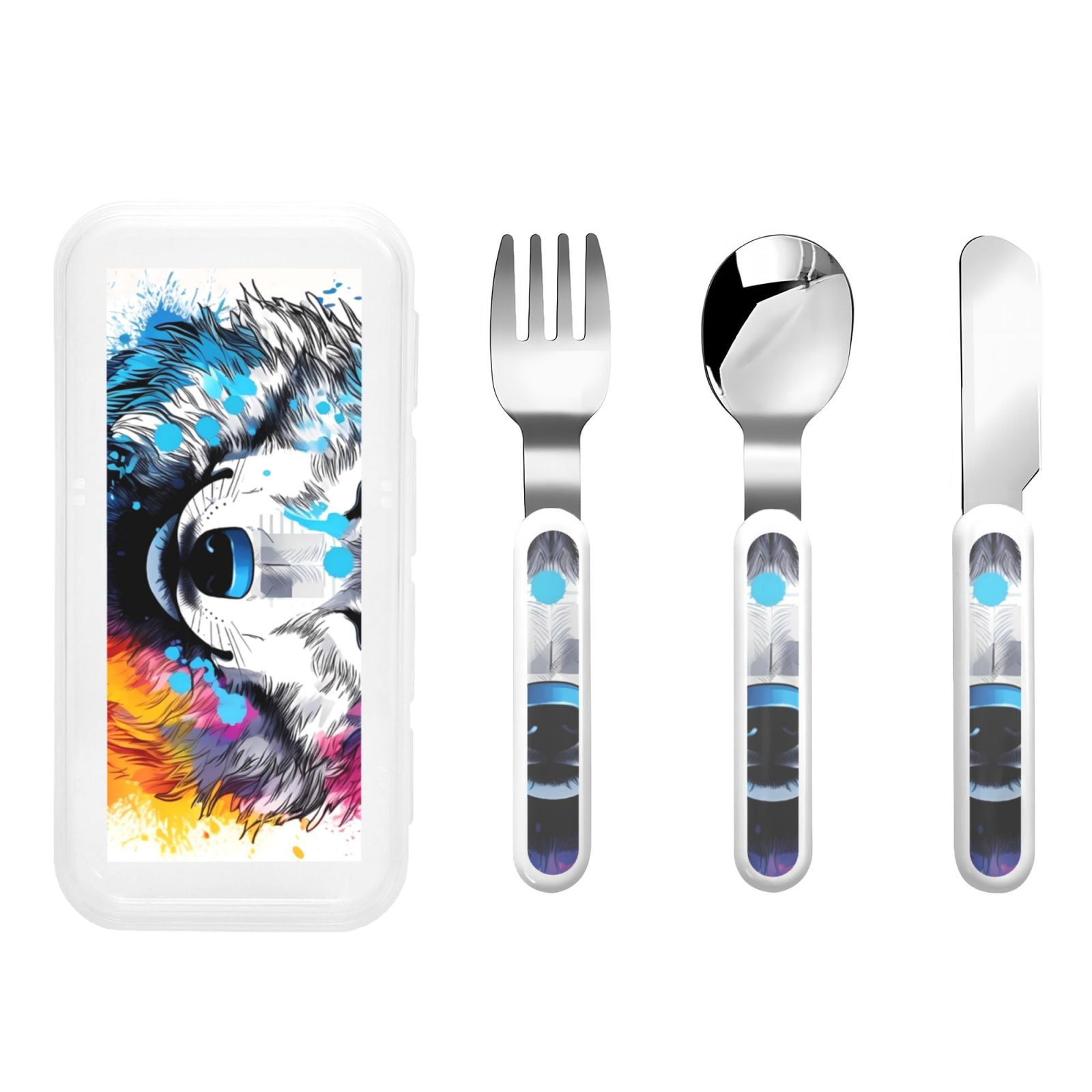 Balery Cool Colorful Wolf for Stainless Steel Kids Silverware Set ...