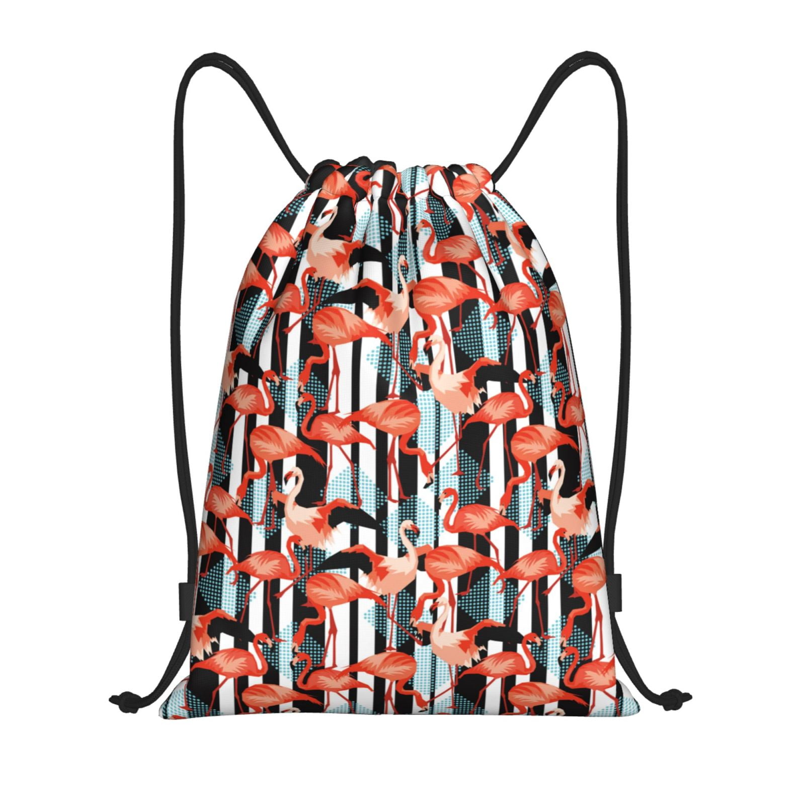 Balery Cool Flamingo Pattern Drawstring Backpack Bag Sport Gym Sackpack ...