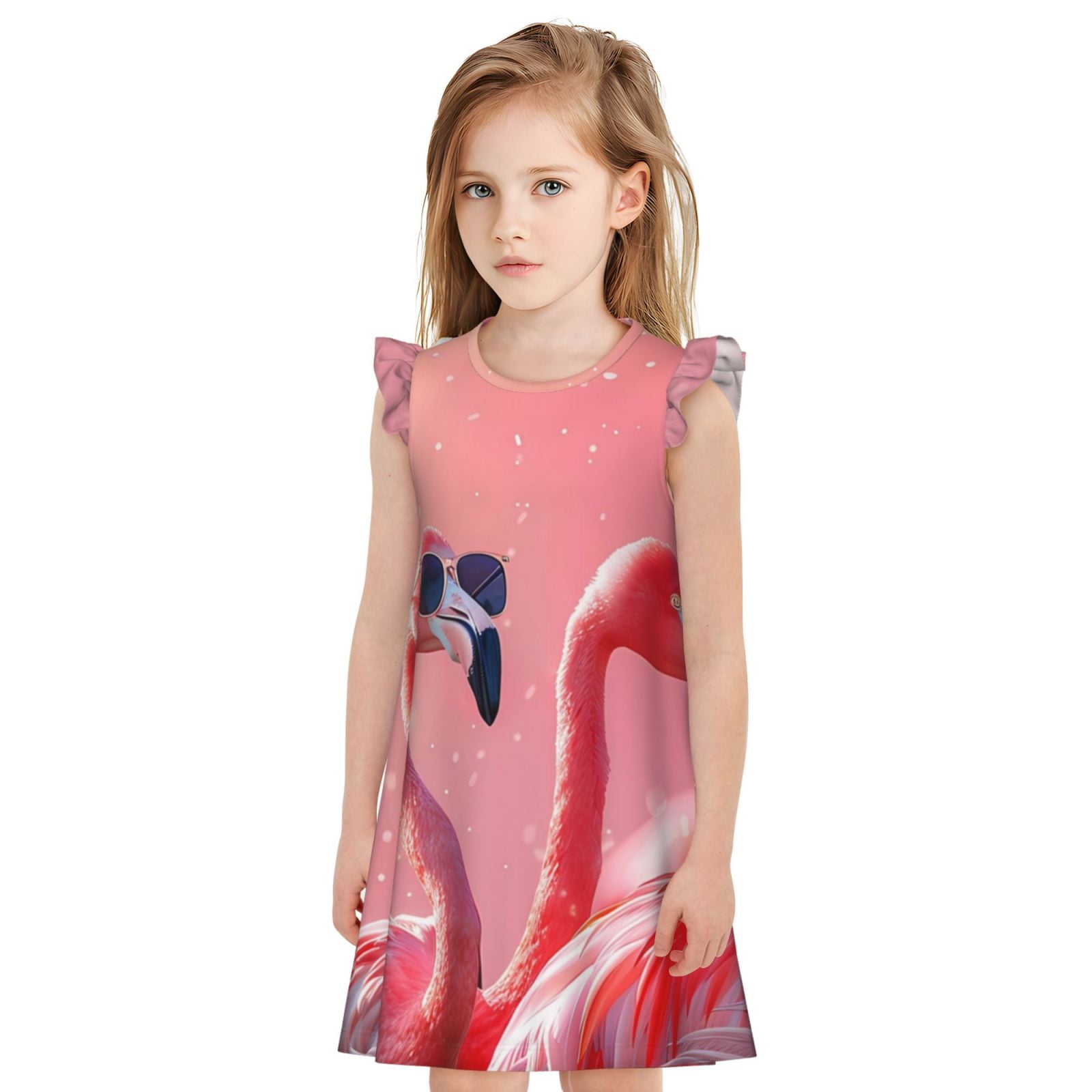 Balery Cool Flamingos Sunglasses Scene Pattern Princess Nightgown For