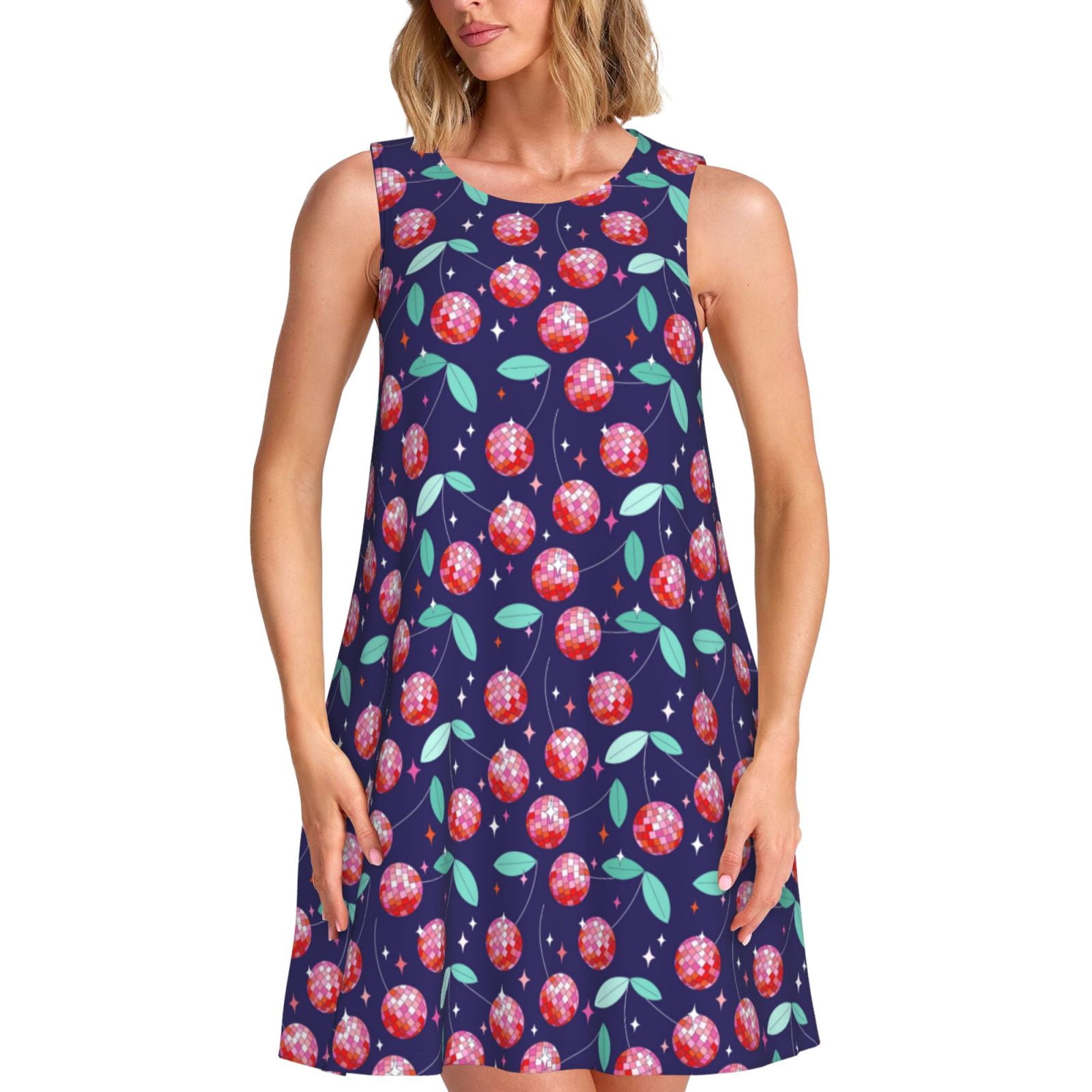 Balery Cool Mirror Cherries Pattern Women’s Summer Dresses – Loose ...