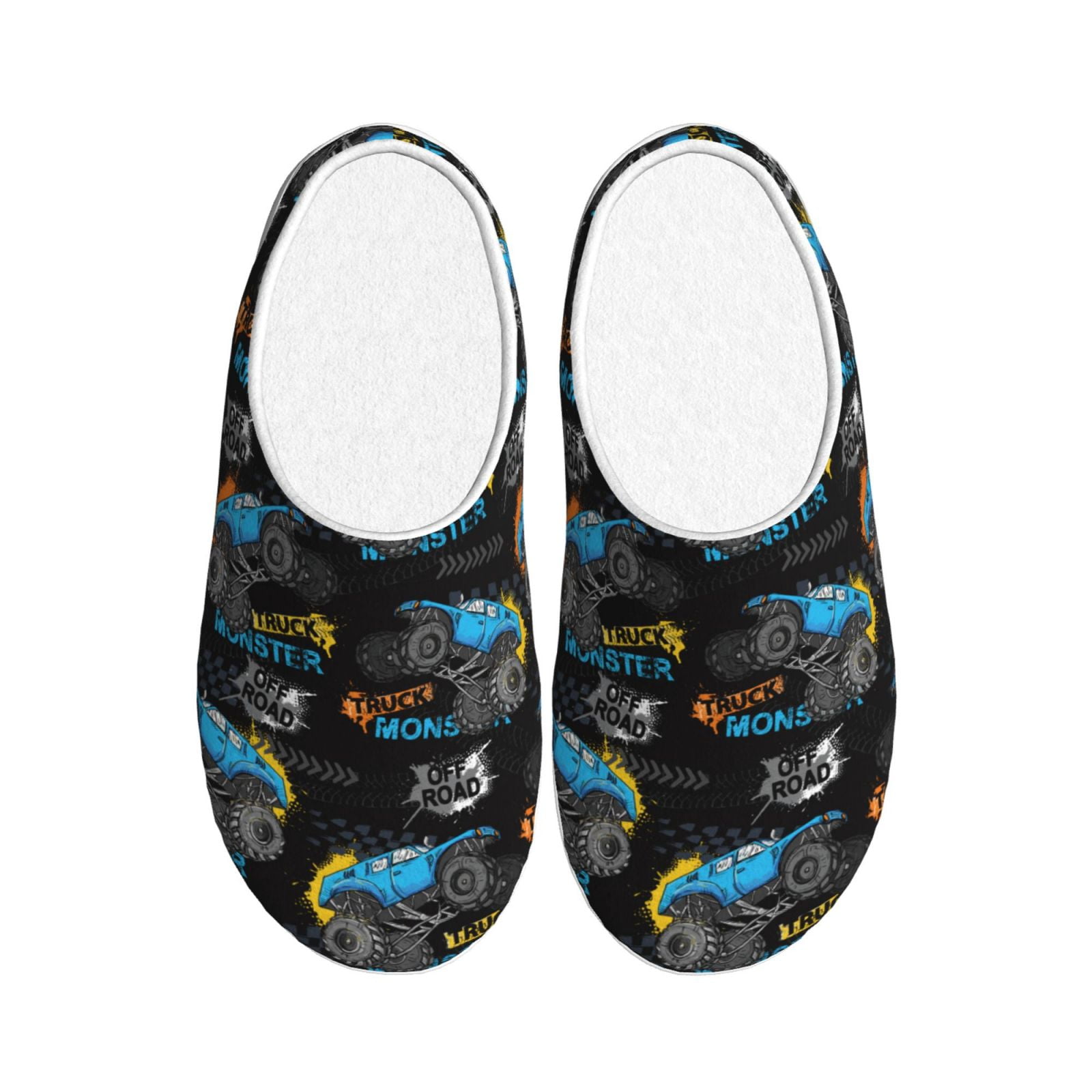 Balery Cool Off-Road Vehicle Pattern Women's Fuzzy Memory Foam Slippers ...