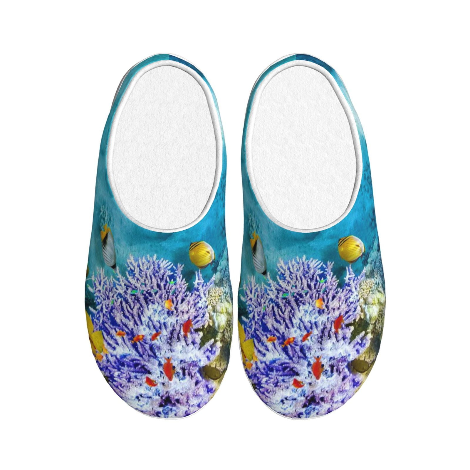 Balery Corals and Tropical Fish Pattern Women's Fuzzy Memory Foam ...