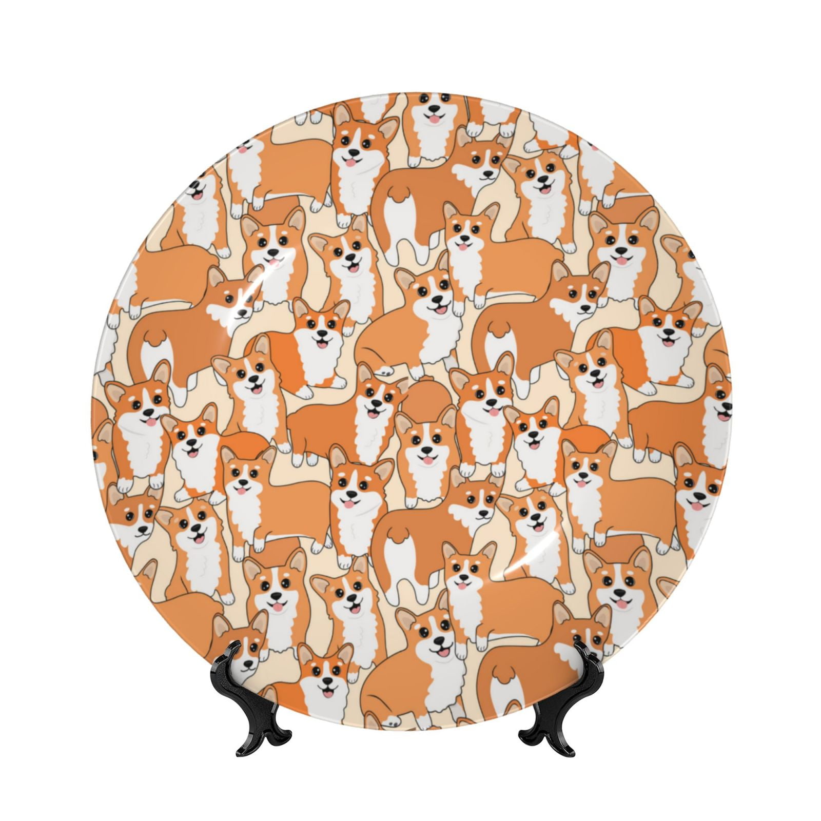 Balery Corgi Animal Print Bone China Decorative Plate Ceramic Dinner ...