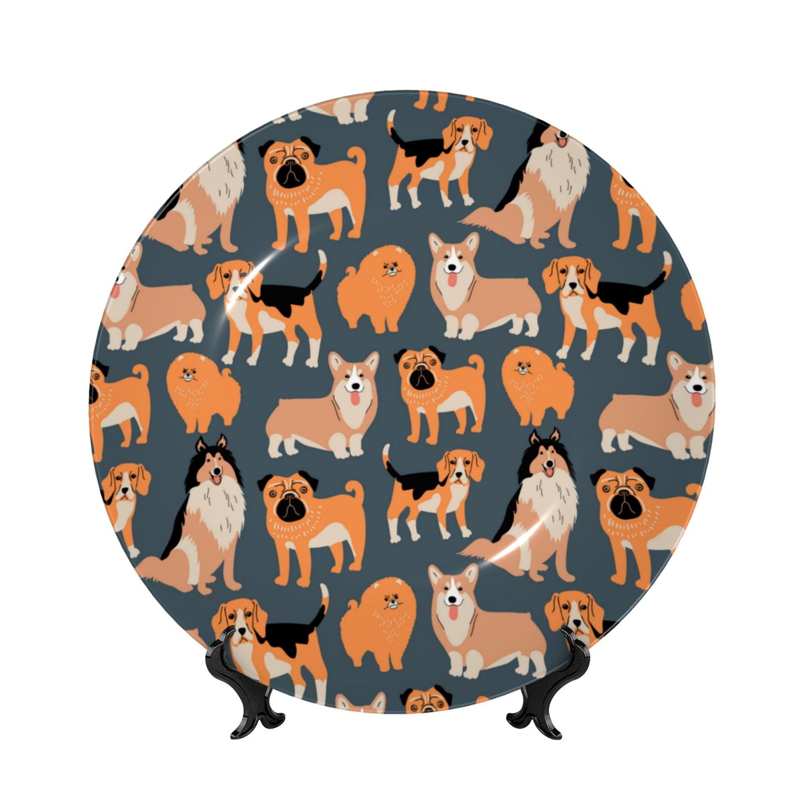 Balery Corgi Collie Pug Print Bone China Decorative Plate Ceramic ...
