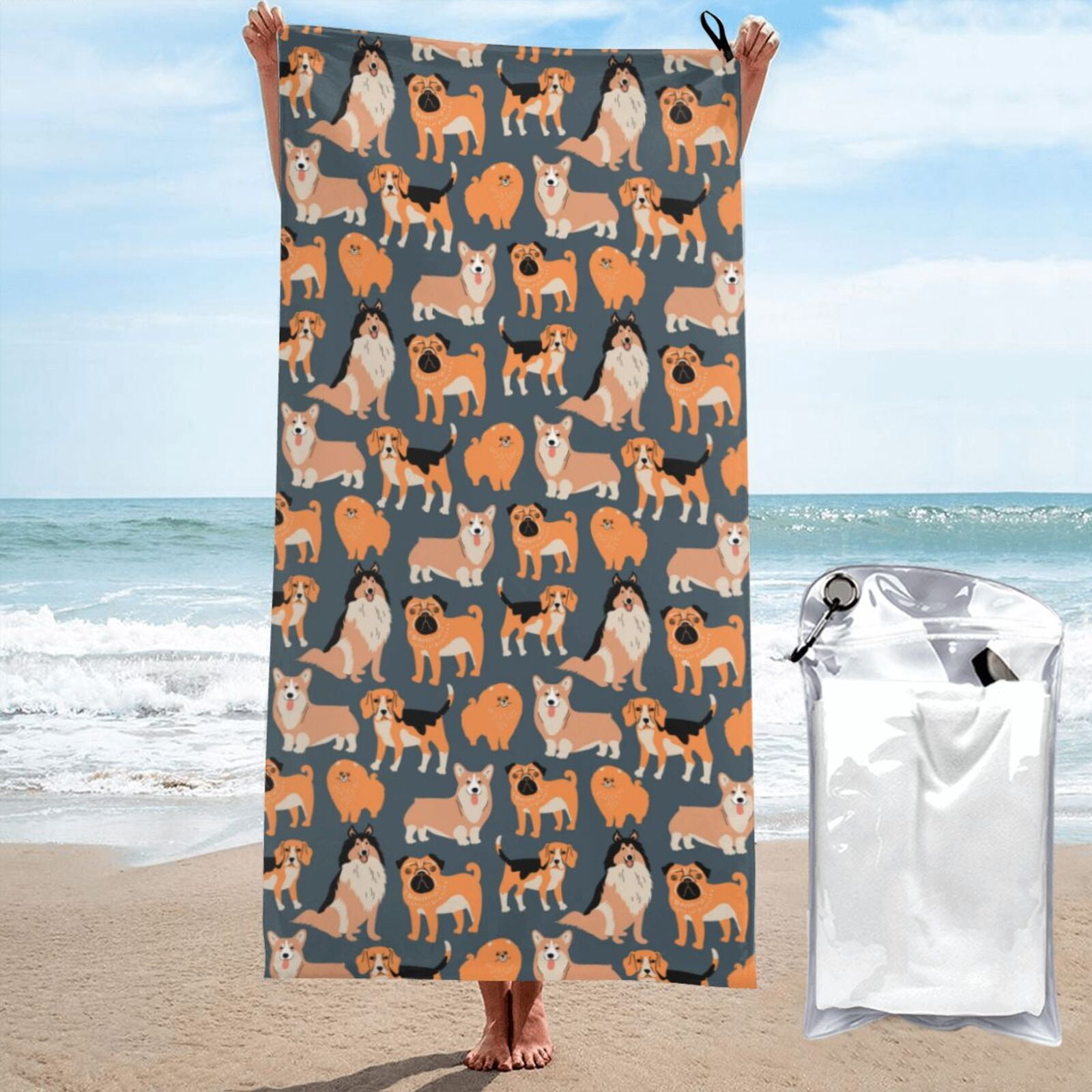 Balery Corgi Collie Pug Print Towels - Luxurious Jumbo Bath Sheet ...