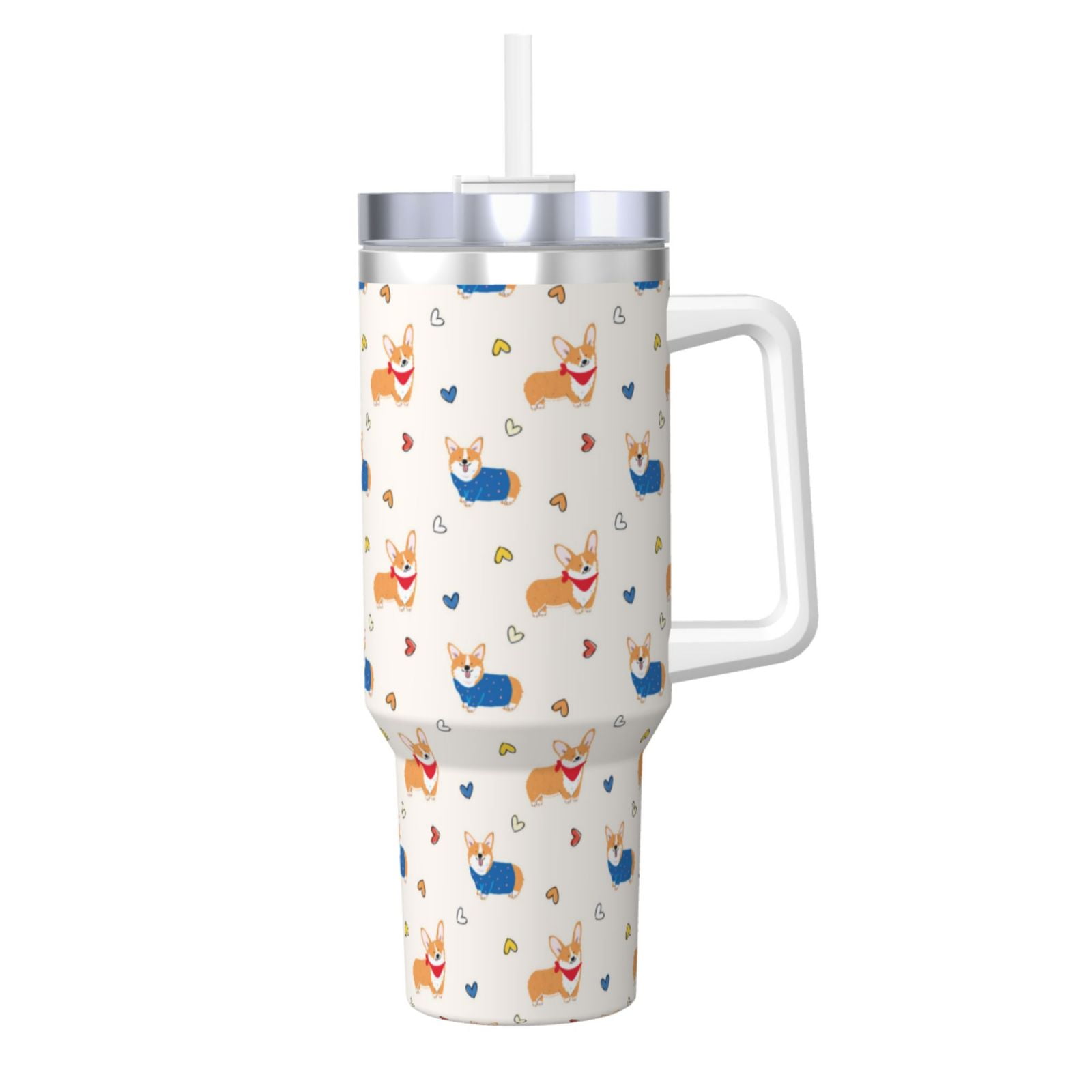 Balery Corgi Dog And Heart Pattern 40oz Stainless Steel Tumbler Double ...