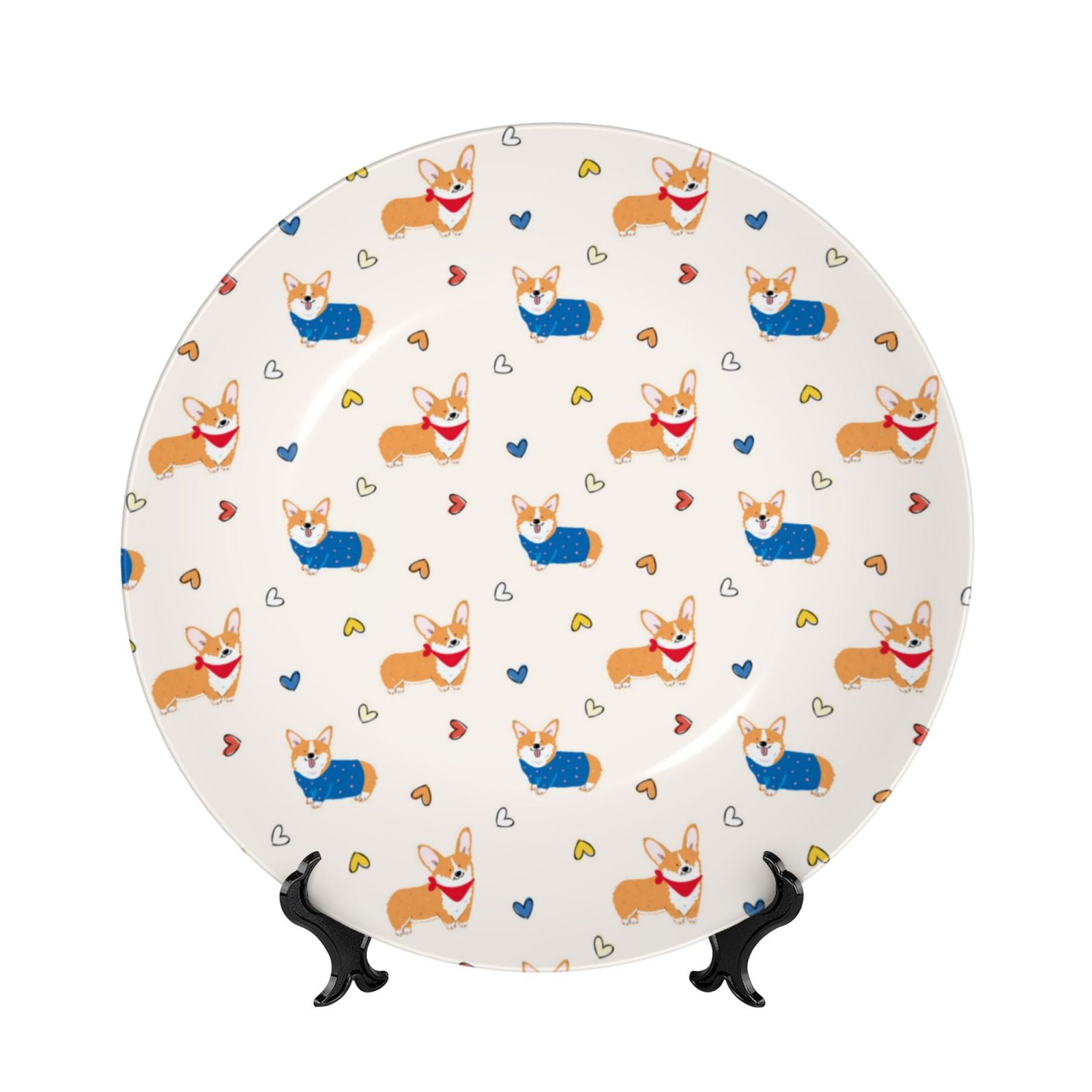 Balery Corgi Dog And Heart Print Bone China Decorative Plate Ceramic ...