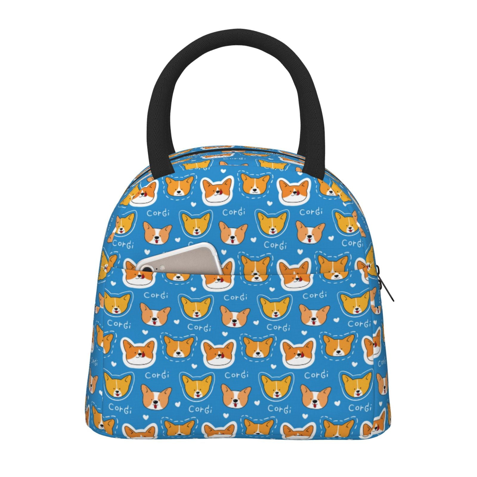 Balery Corgi Dog Face Pattern Lunch Bag Women, Lunch Box, Lunch Bag ...