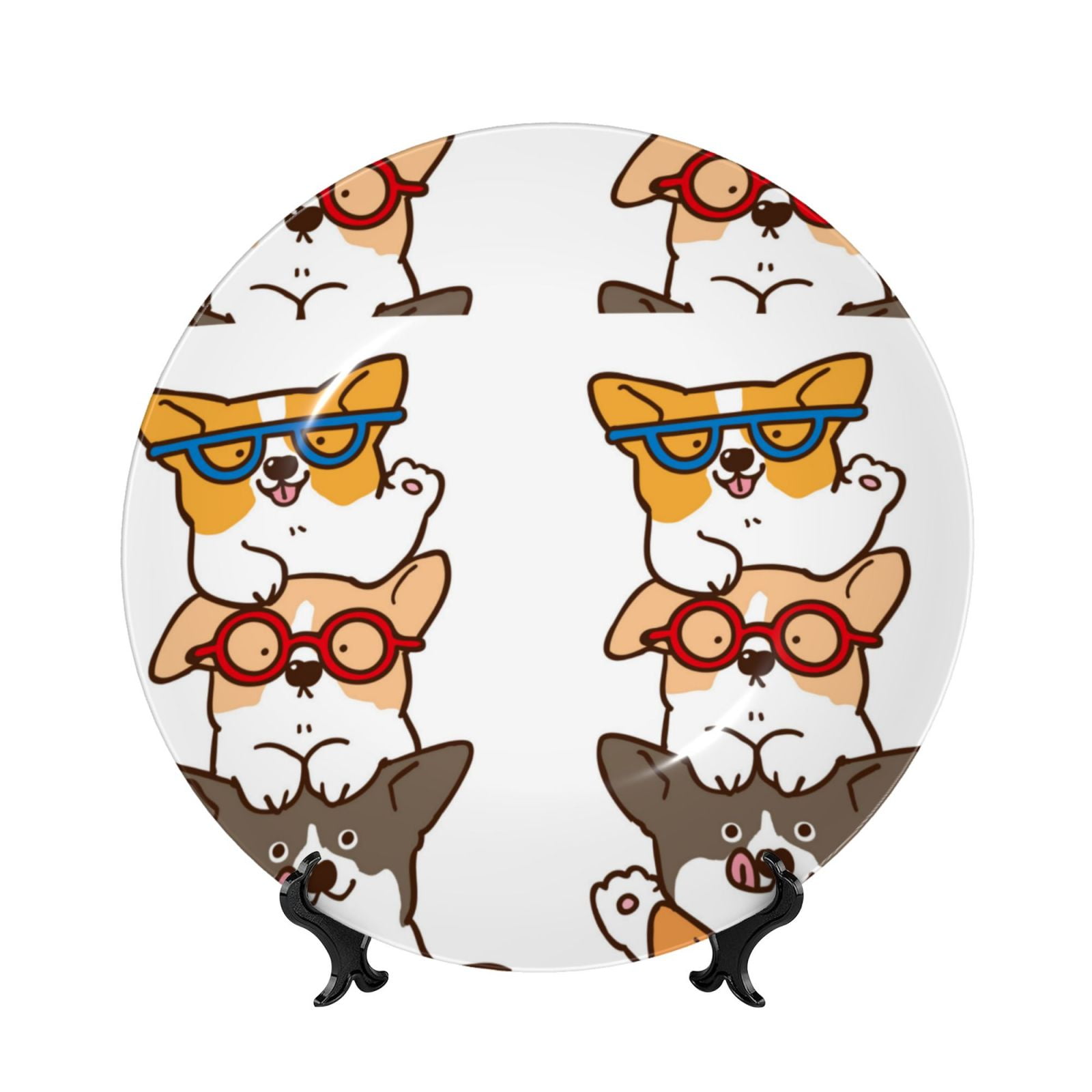 Balery Corgi Dog2 Print Bone China Decorative Plate Ceramic Dinner ...