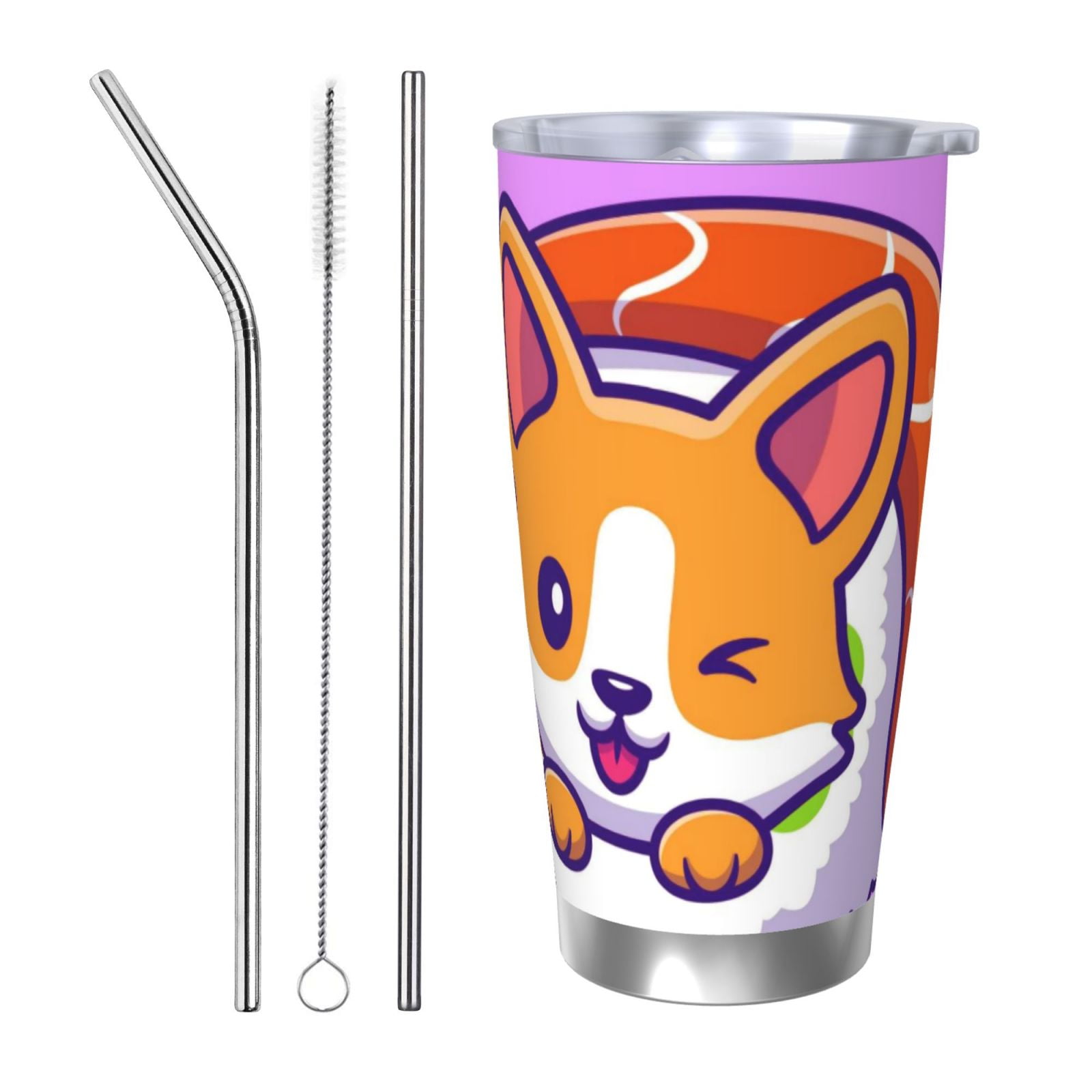 Balery Corgi In Sushi Roll Pattern 20oz Insulated Car Cup with Dual ...