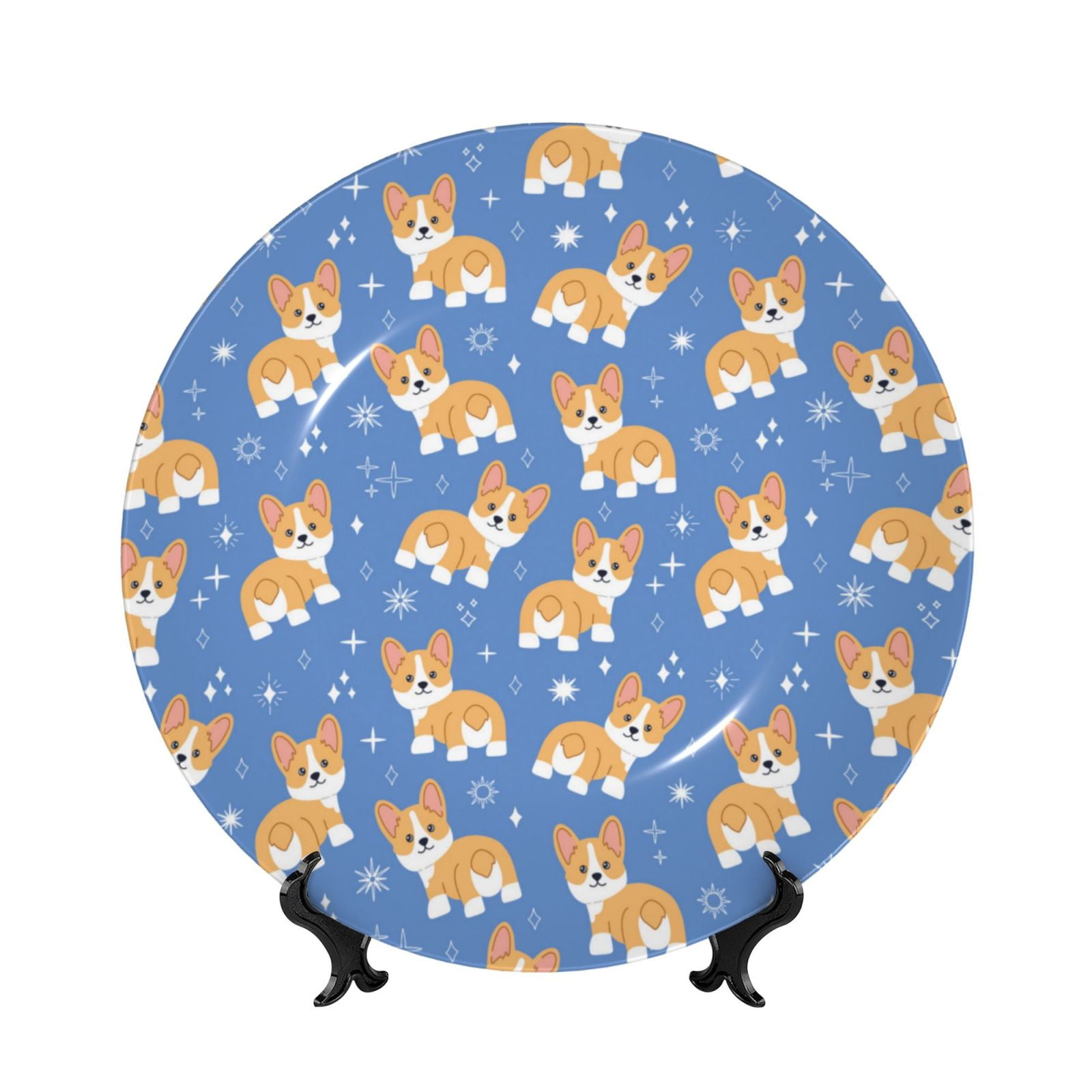 Balery Corgi Print Bone China Decorative Plate Ceramic Dinner Plates ...