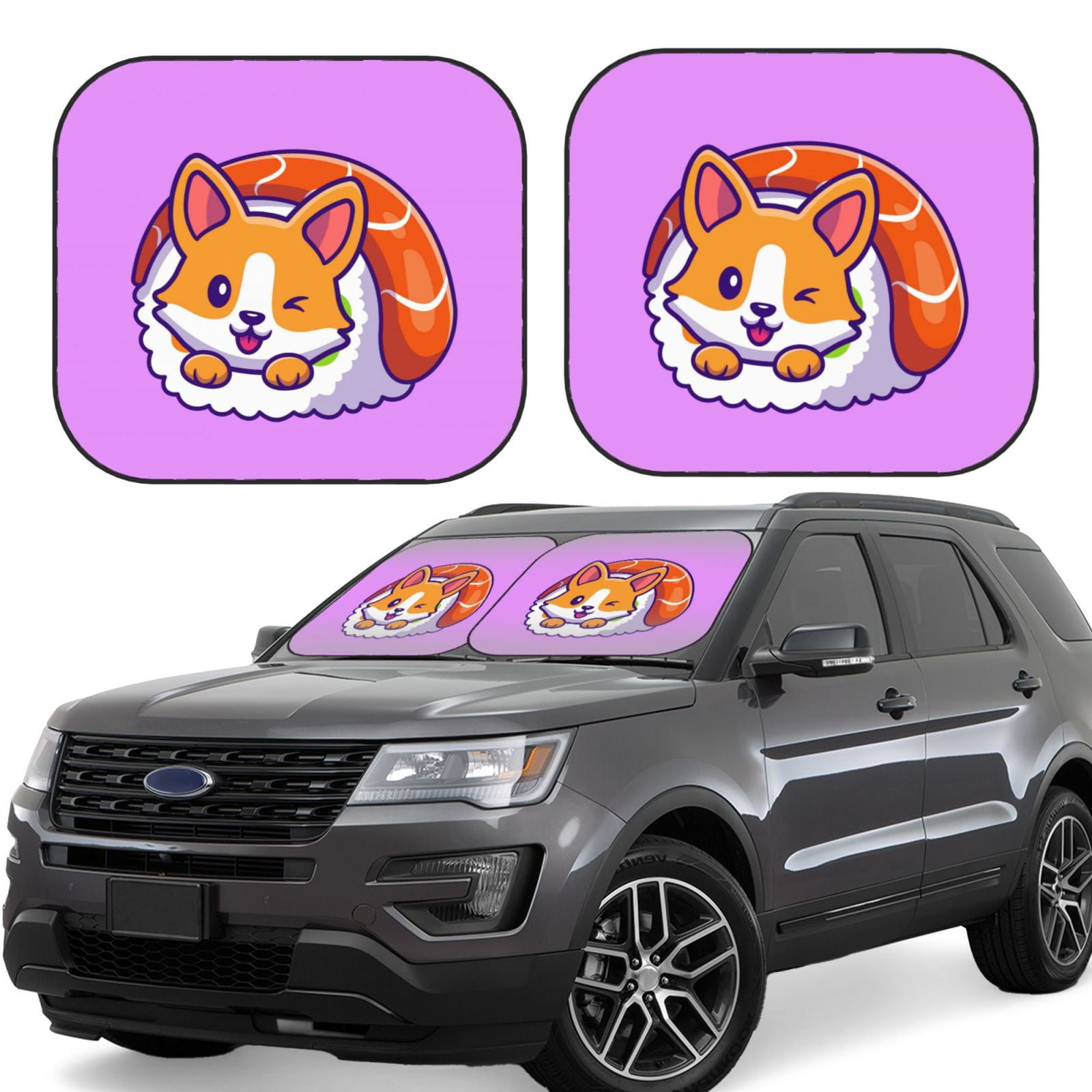 Balery 2 Piece Corgi In Sushi Roll Car Windshield Sun Shade|Foldable ...
