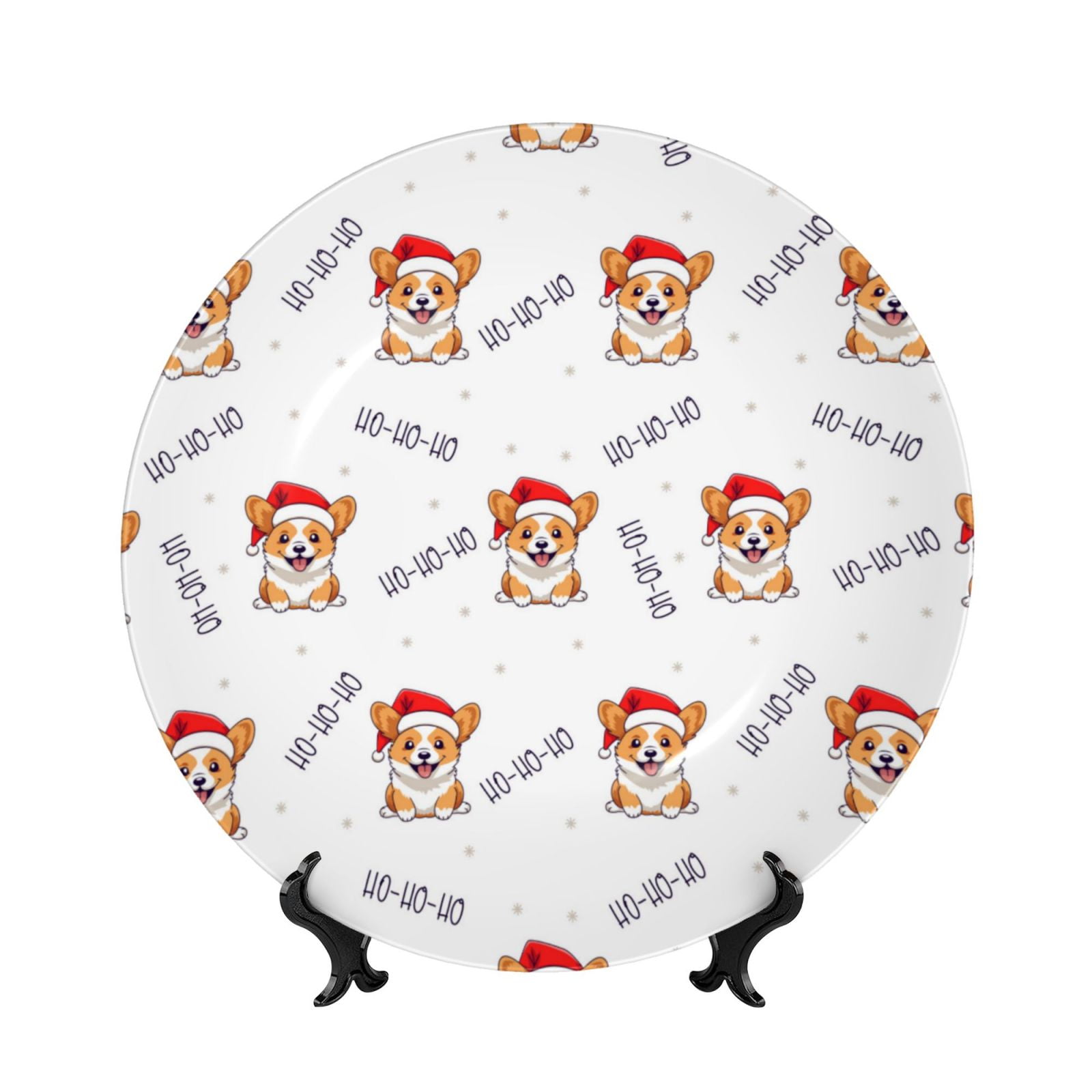 Balery Corgi With Santa Claus Hat Print Bone China Decorative Plate ...