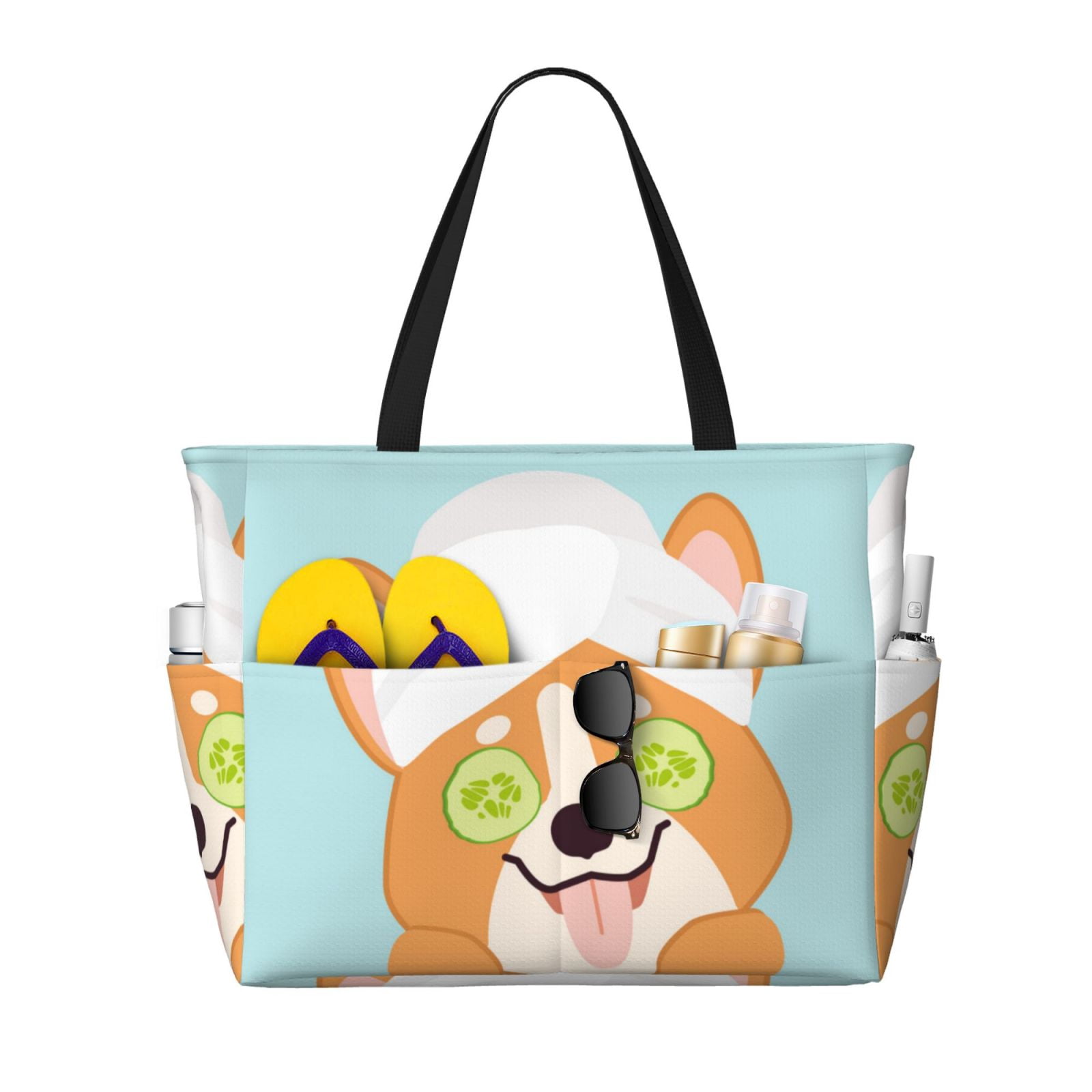 Balery Corgi With Towel Ans Slice Cucumber Beach Travel Bag - Water ...