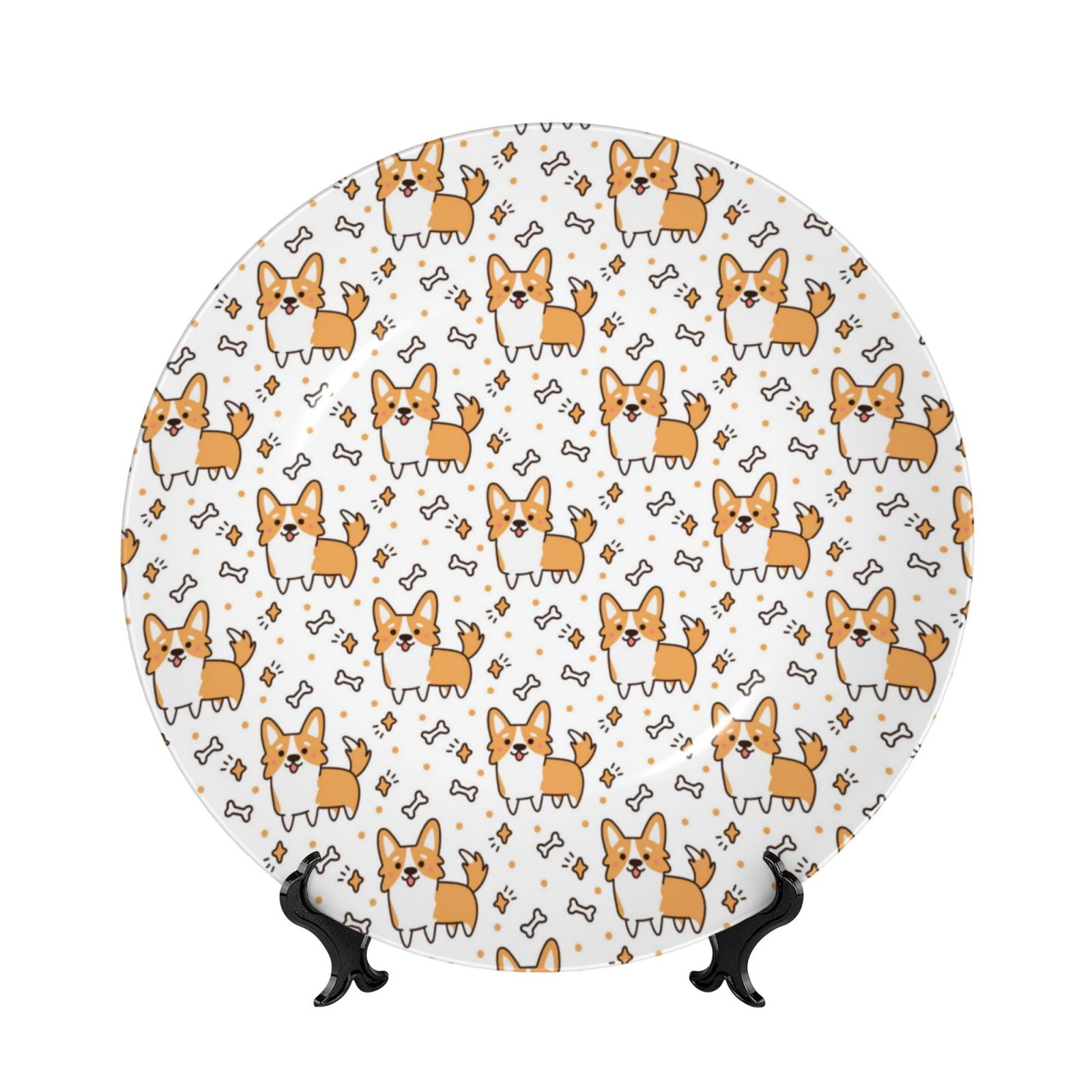 Balery Corgi with Hearts Print Bone China Decorative Plate Ceramic ...