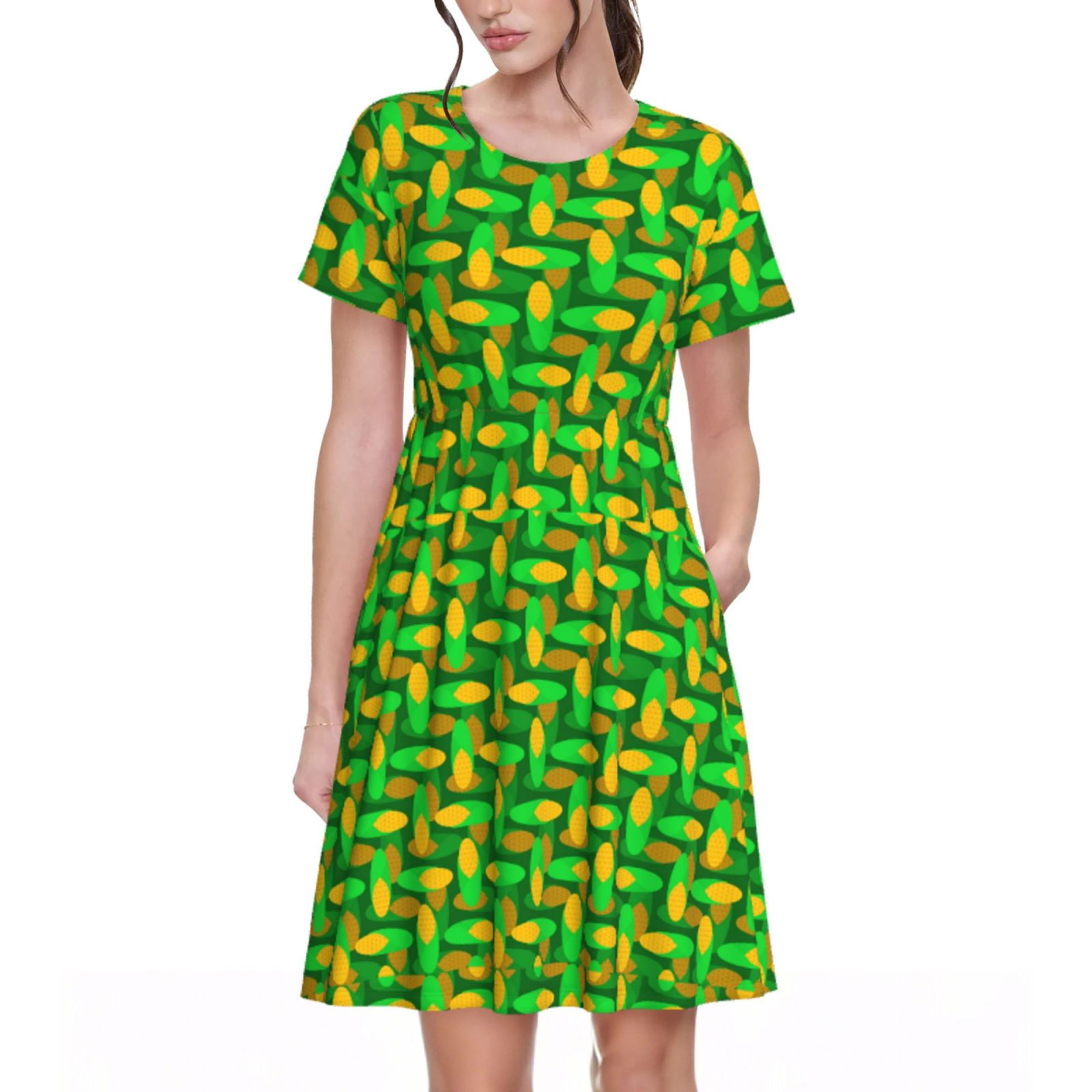 Balery Corn 4 Pattern Womens Dresses Loose Short sleeve Sundresses ...