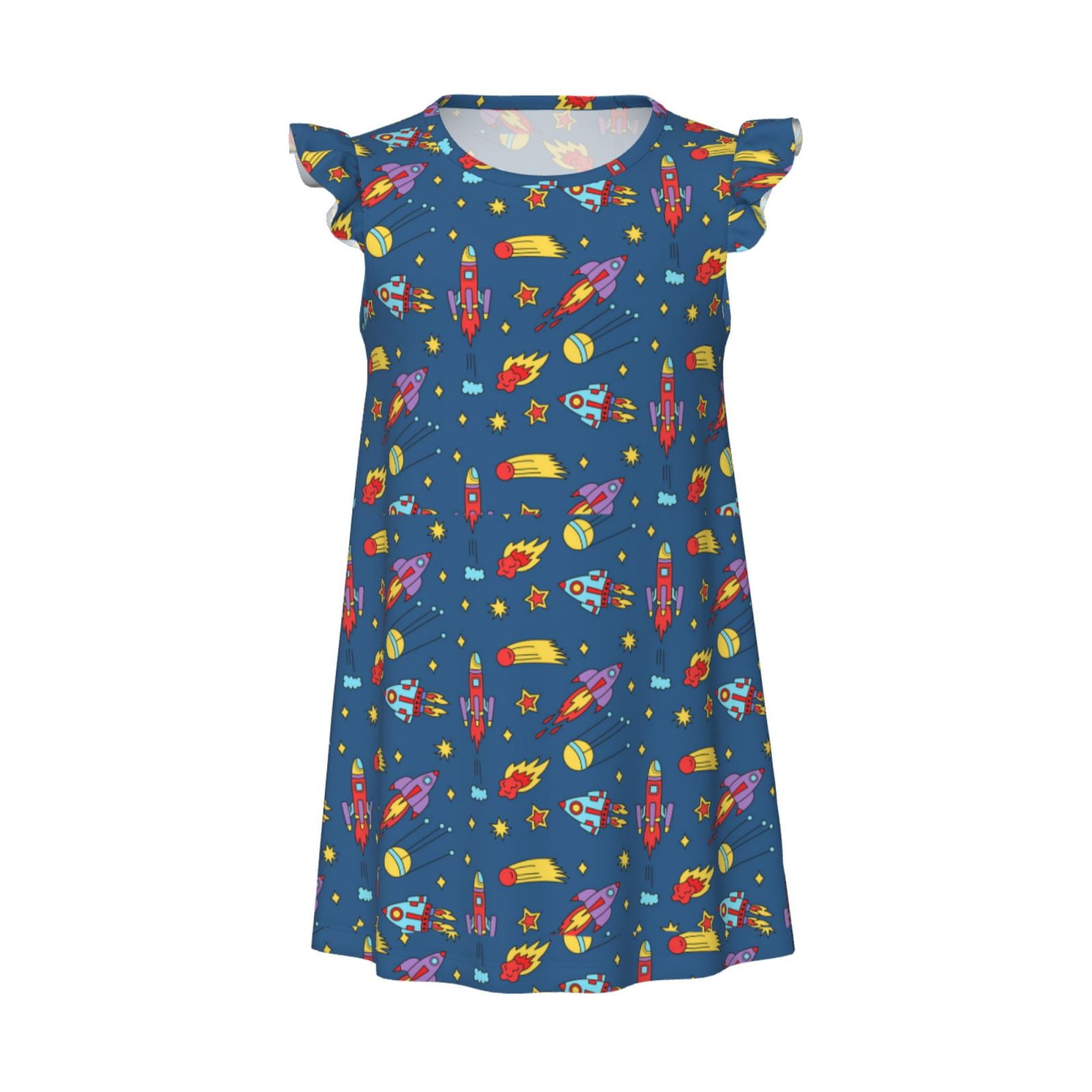 Balery Cosmos Rockets Princess Nightgown for Girls Flutter Sleeve ...
