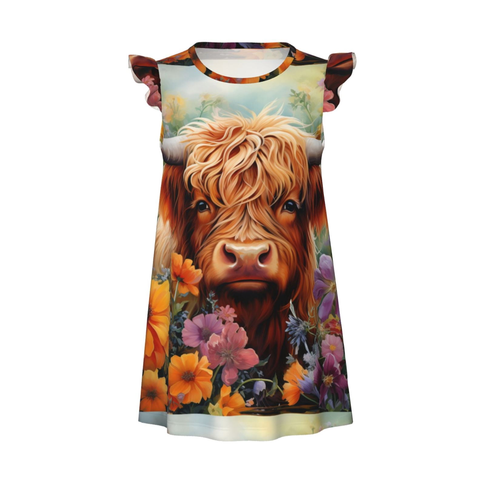 Balery Countryside Colorful Floral Cow Princess Nightgown for Girls ...