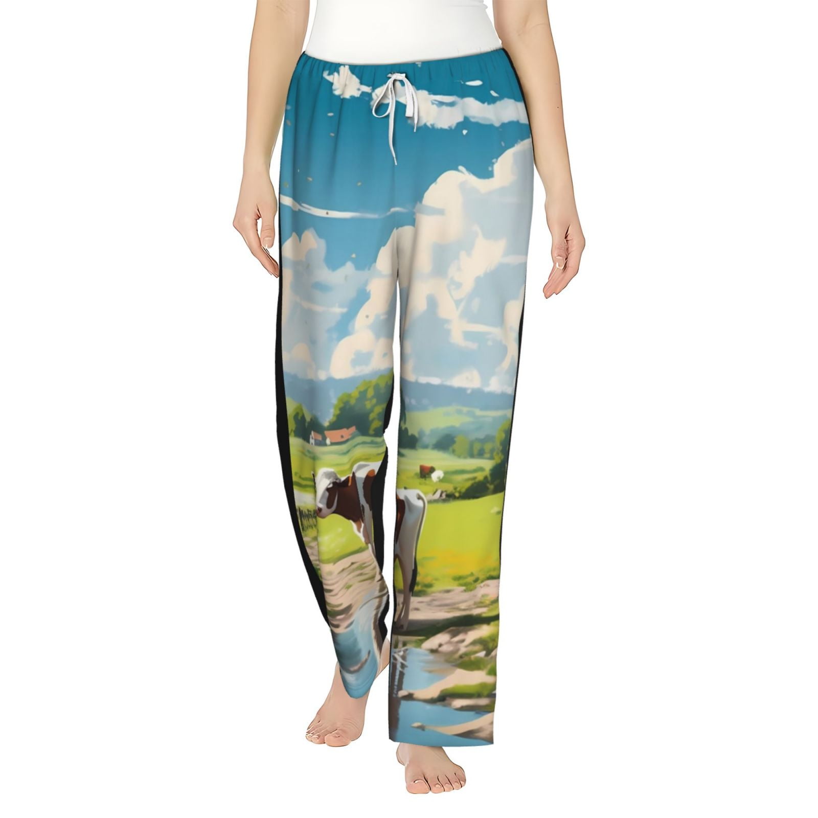Balery Countryside Farm Cow print Women's Pajama Pants,Ultra ...