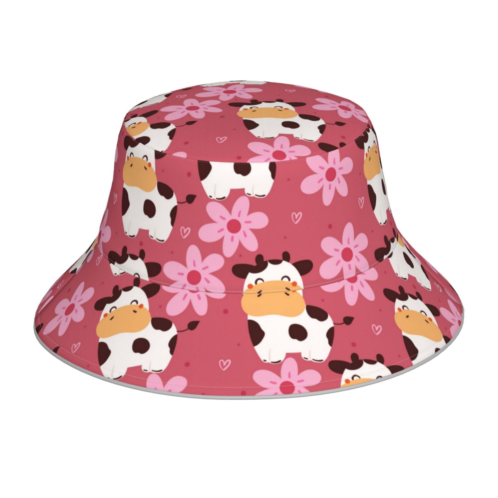 Balery Cow And Flower Sun Hats for Men Women Bucket Hat UPF 50+ Buckey ...