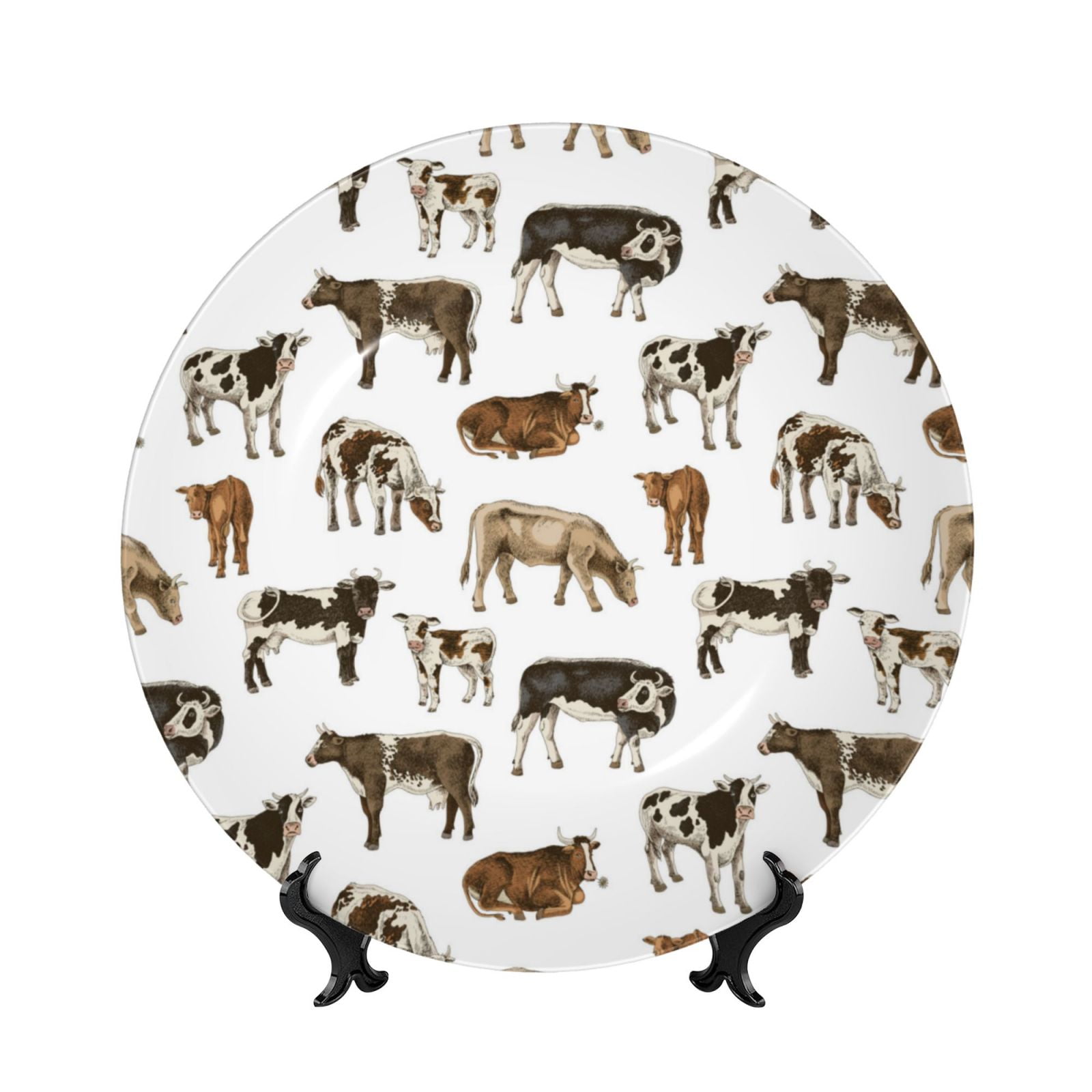 Balery Cow Print Bone China Decorative Plate Ceramic Dinner Plates Art ...