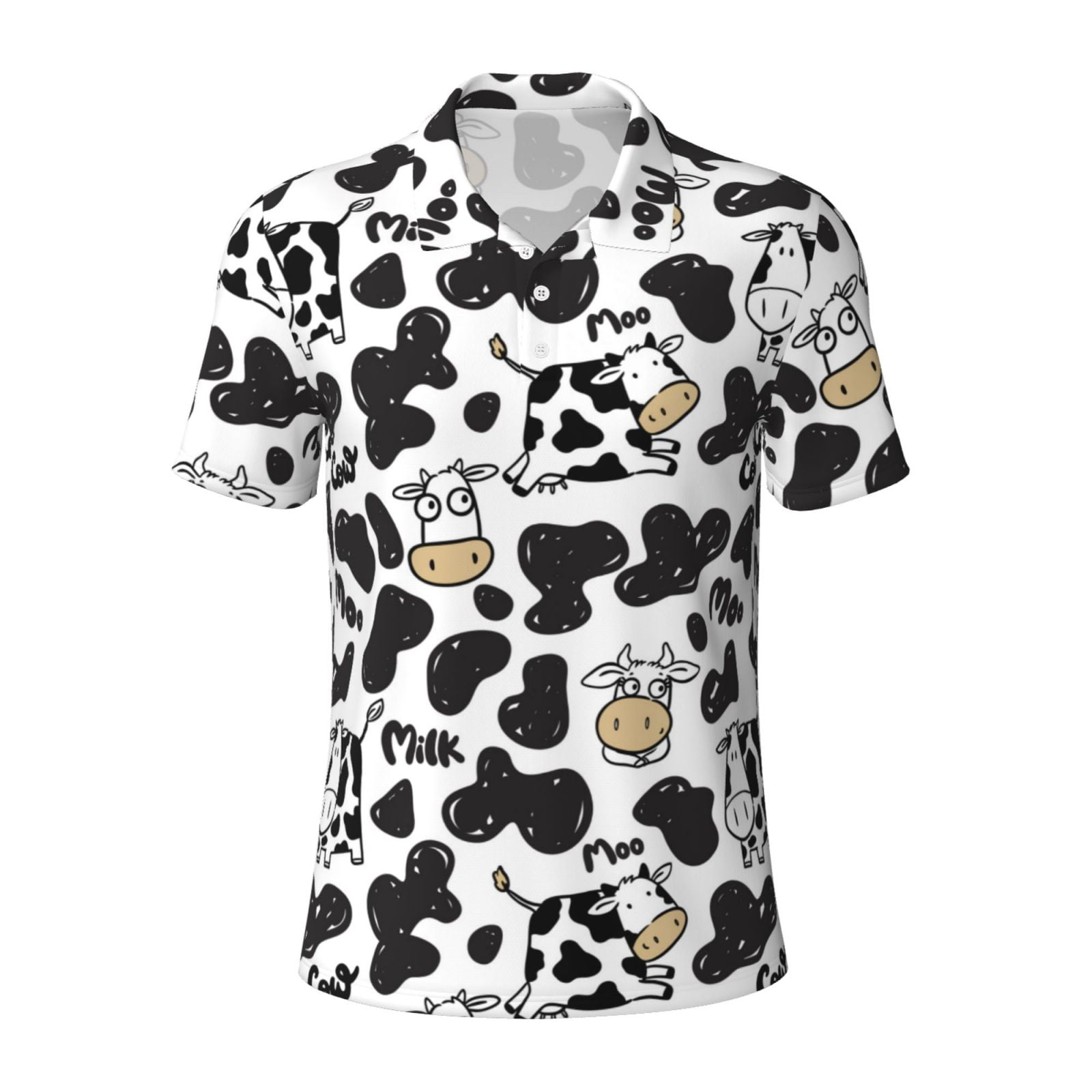Balery Cow Printed Men’s Short Sleeve Polo Shirt, Midweight Men's Shirt ...