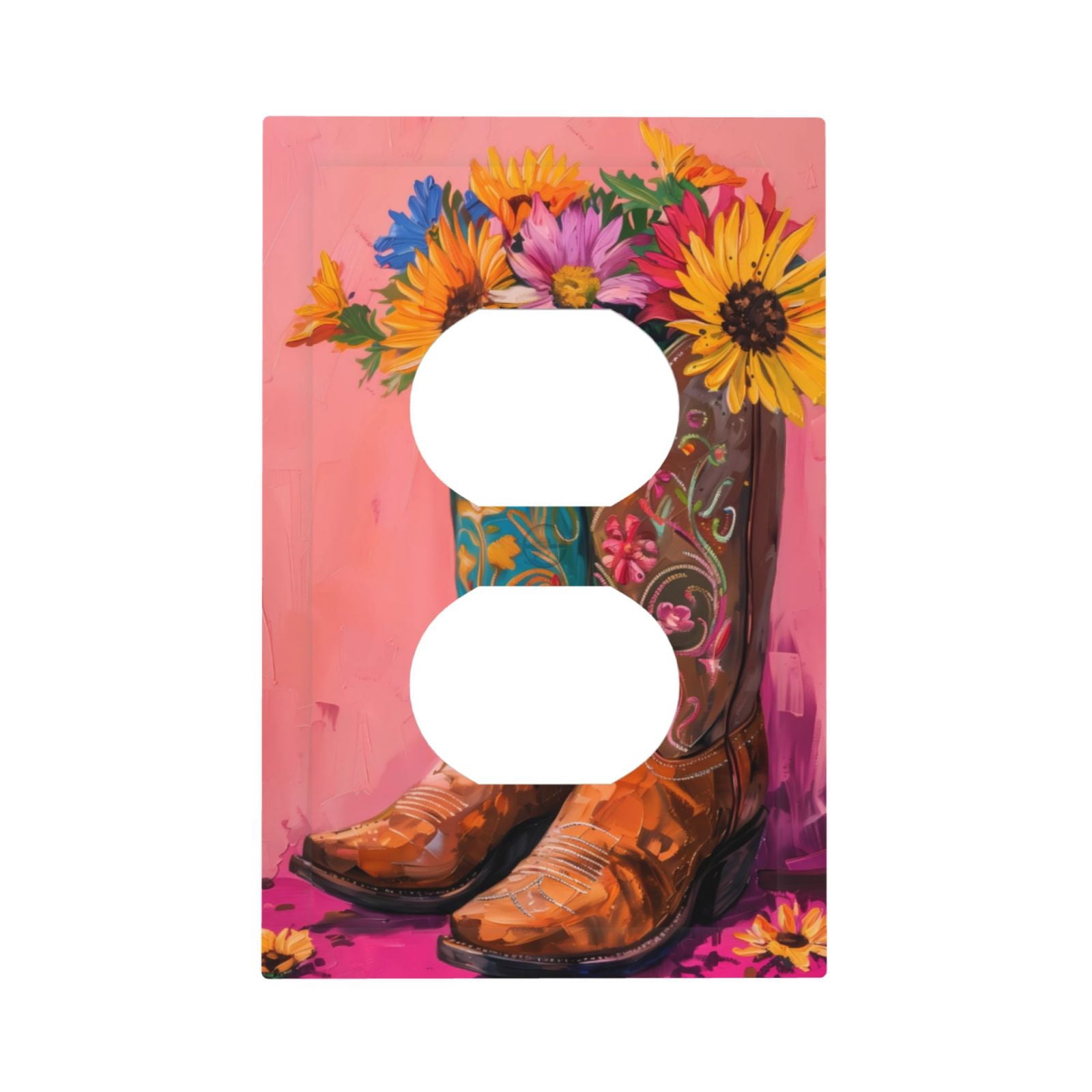 Balery Cowboy Boots With Flowers for Duplex Wall Plates Kit, Electrical ...