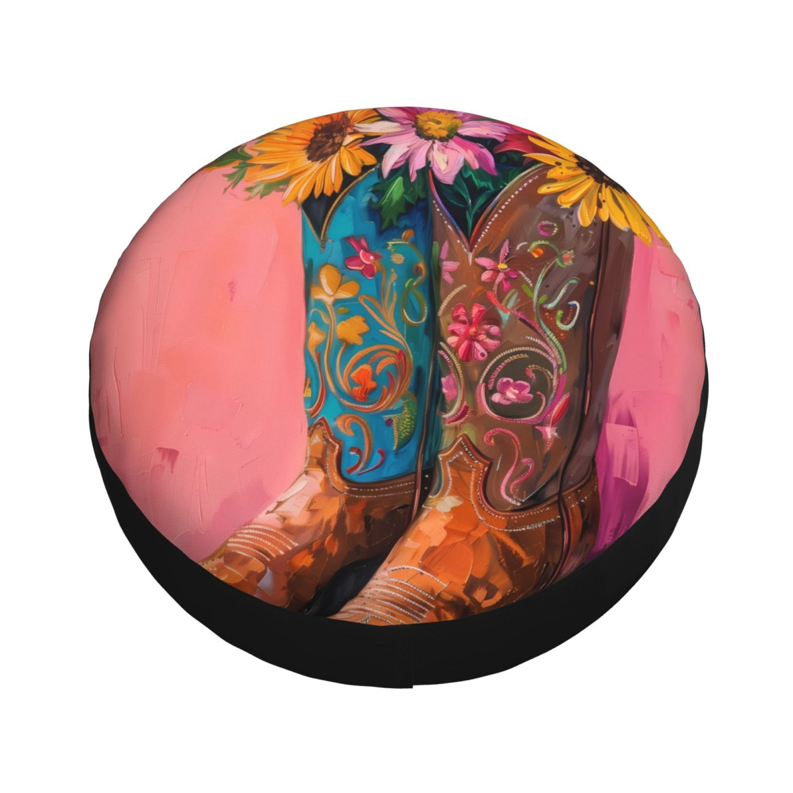 Balery Cowboy Boots With Flowers Tire Covers - Tough Tire Wheel ...