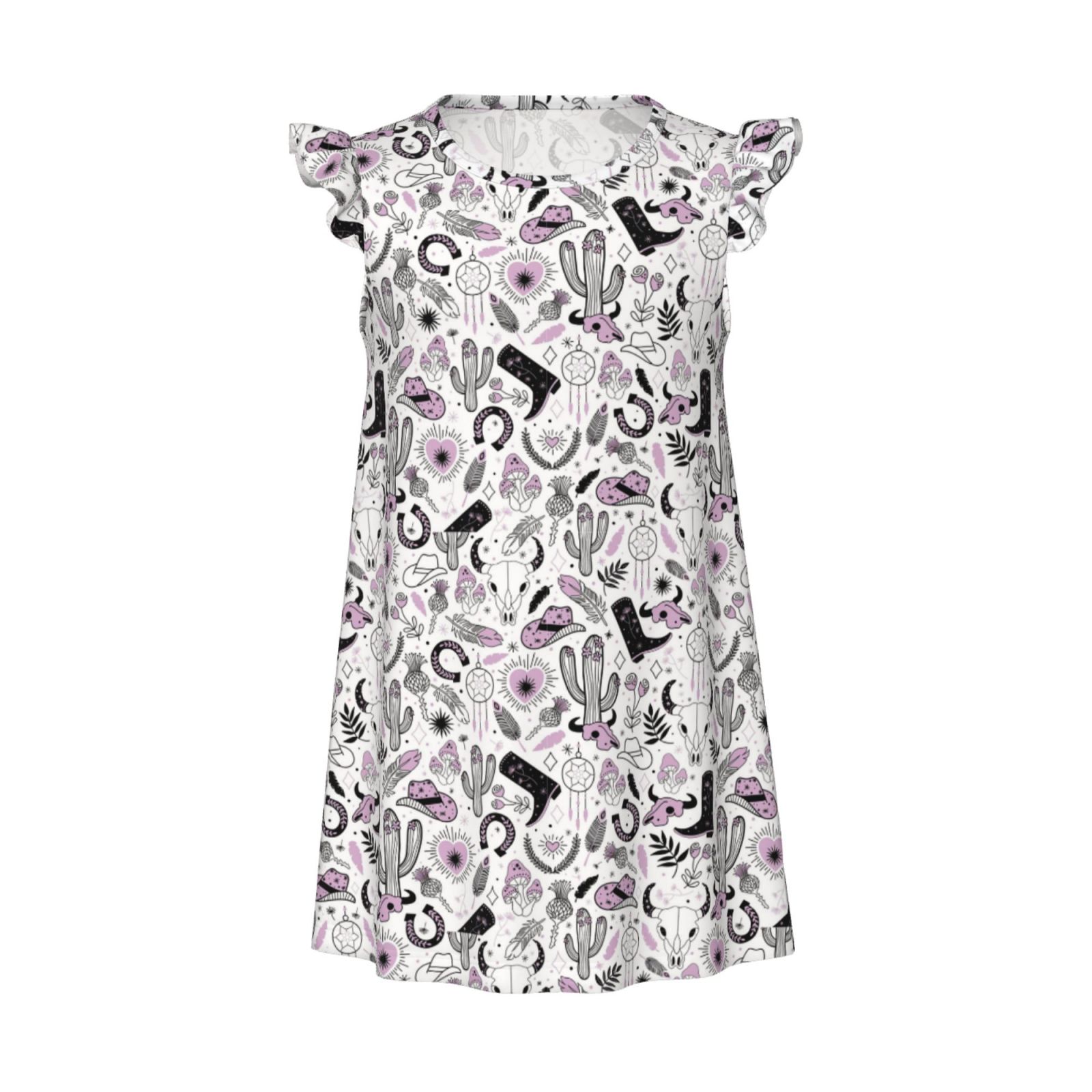 Balery Cowboy Princess Nightgown for Girls Flutter Sleeve Cotton ...
