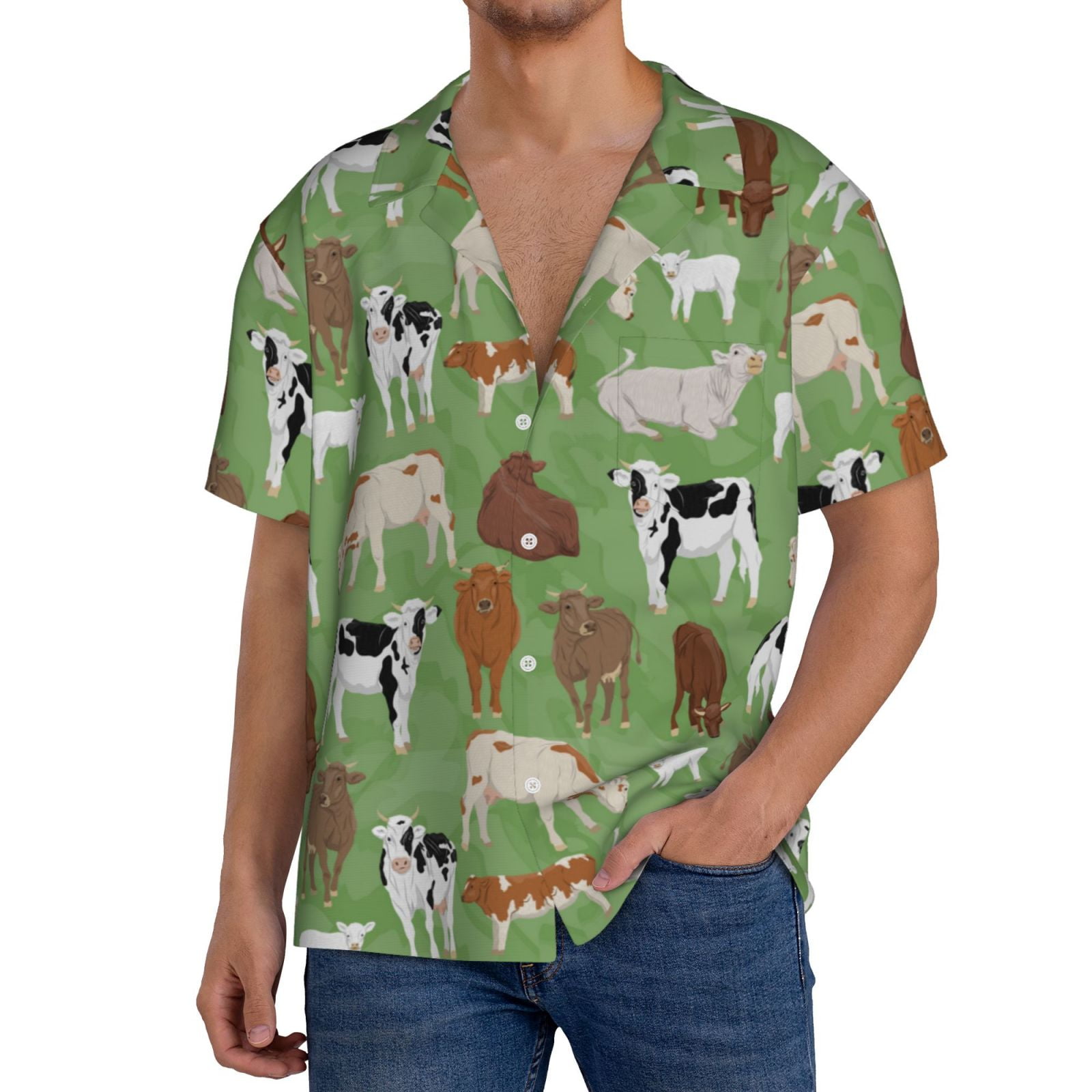 Balery Cows And Calves Men's Casual Button Down Shirt Short Sleeve ...
