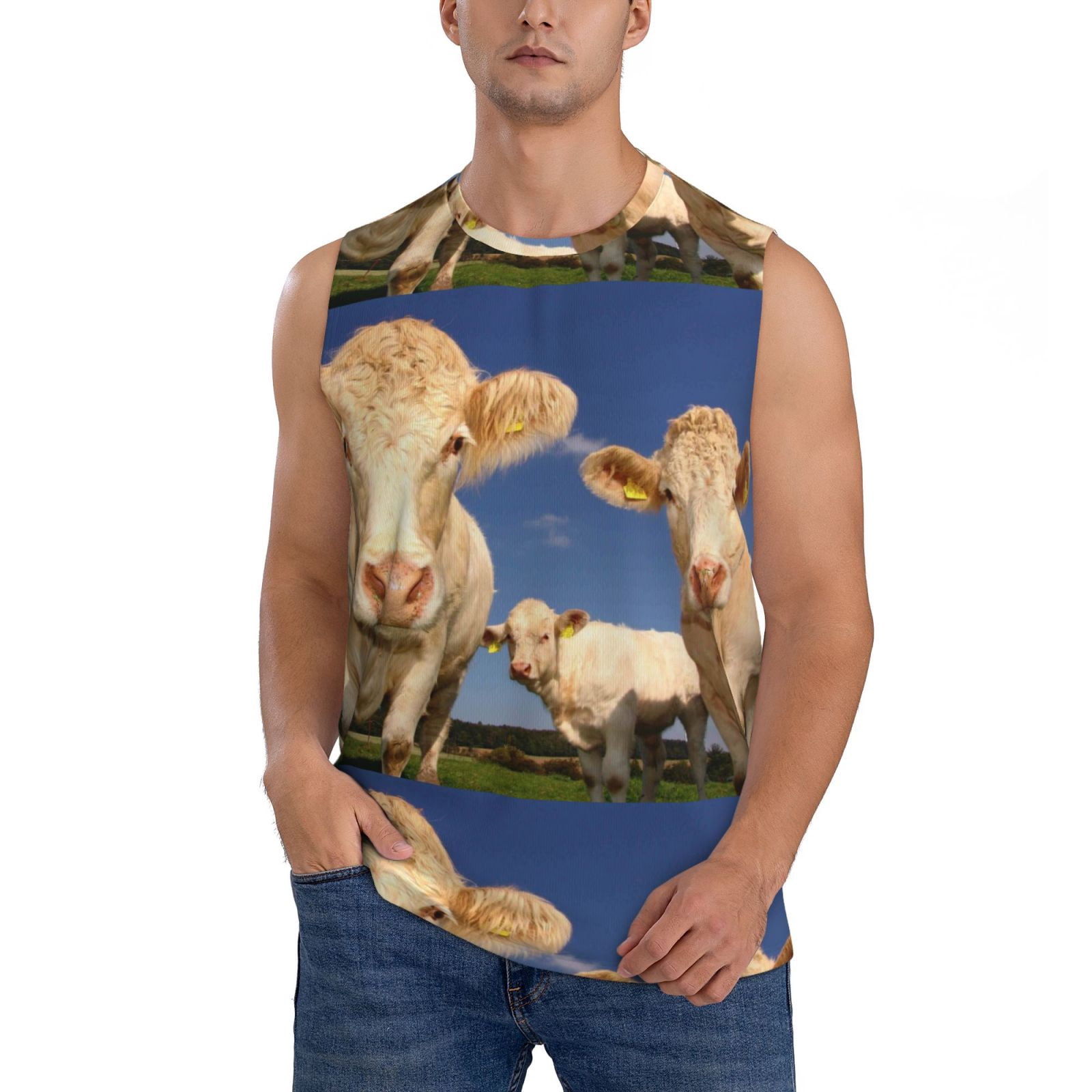 Balery Cows Cattles Men's Sleeveless Muscle Shirts Workout Tank Top ...