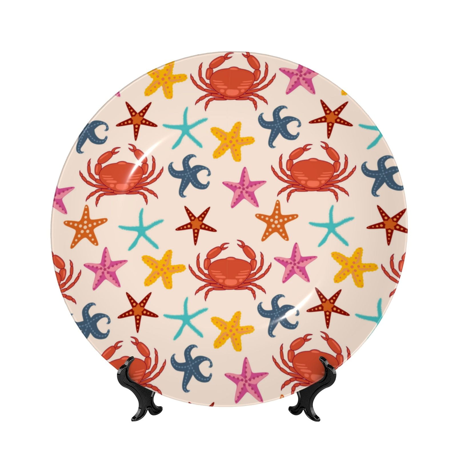 Balery Crabs And Seastars Print Bone China Decorative Plate Ceramic ...