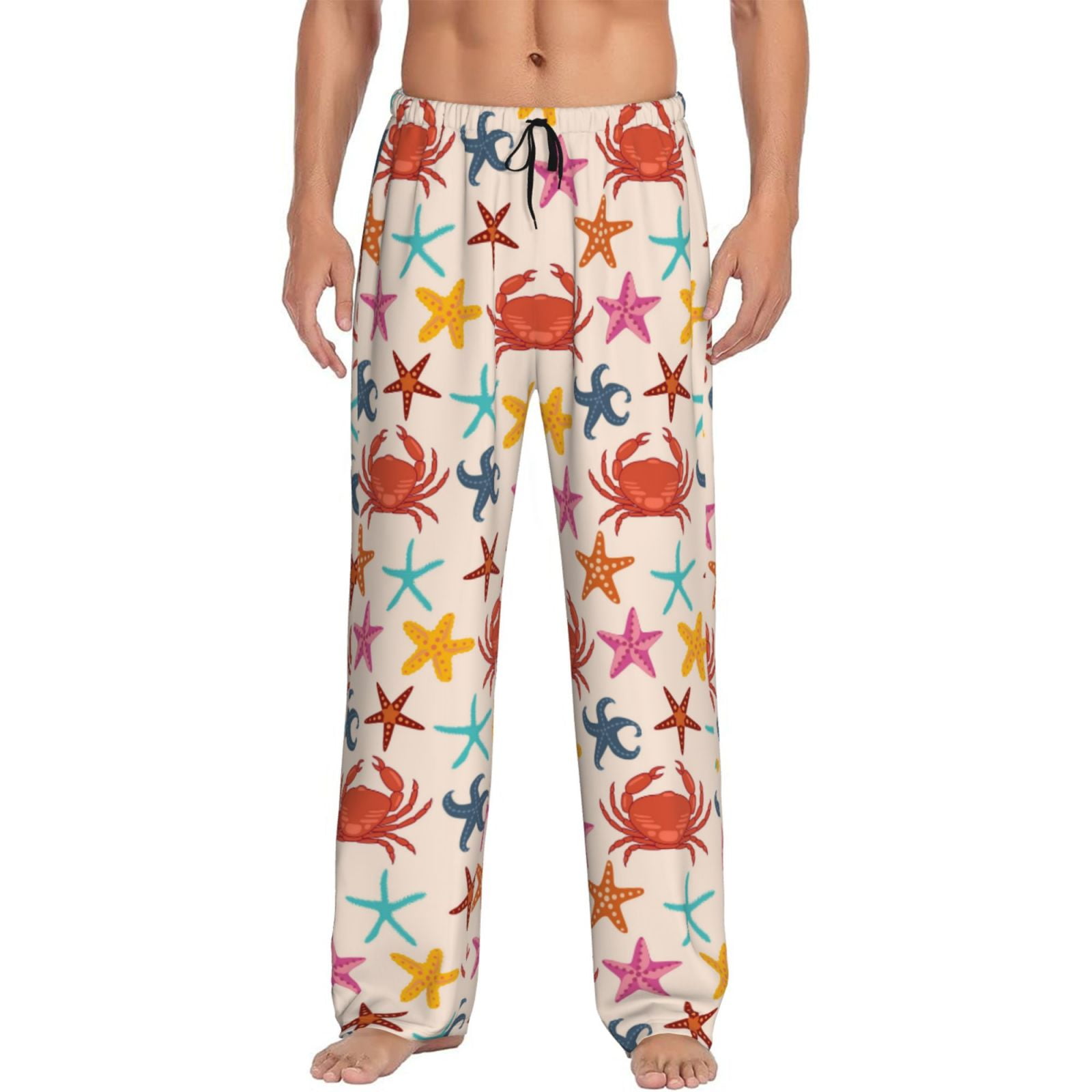 Balery Crabs And Seastars print Men's Pajama Pants,Ultra Lightweight ...