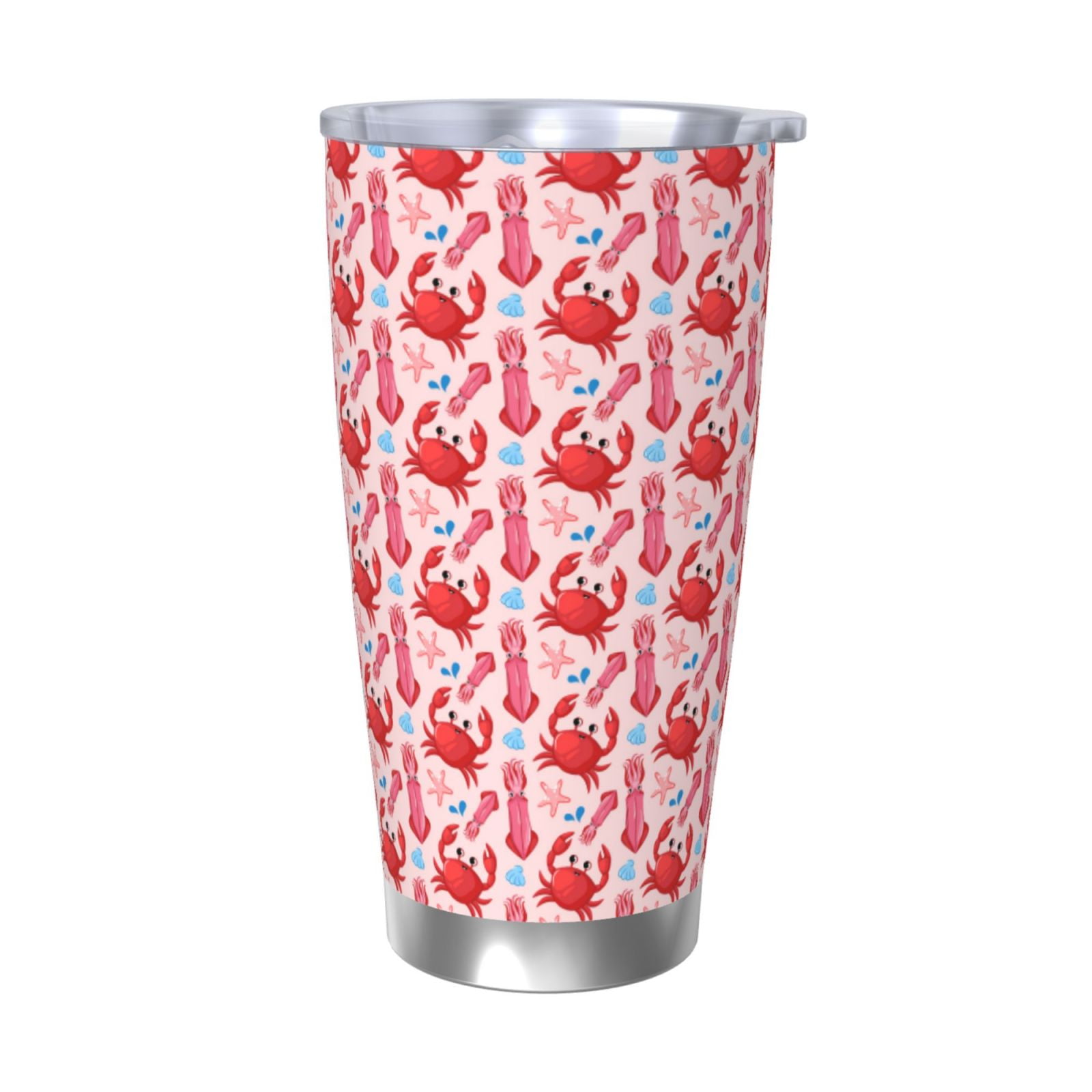 Balery Crabs Starfish Pattern 20oz Insulated Car Cup with Dual Drink ...