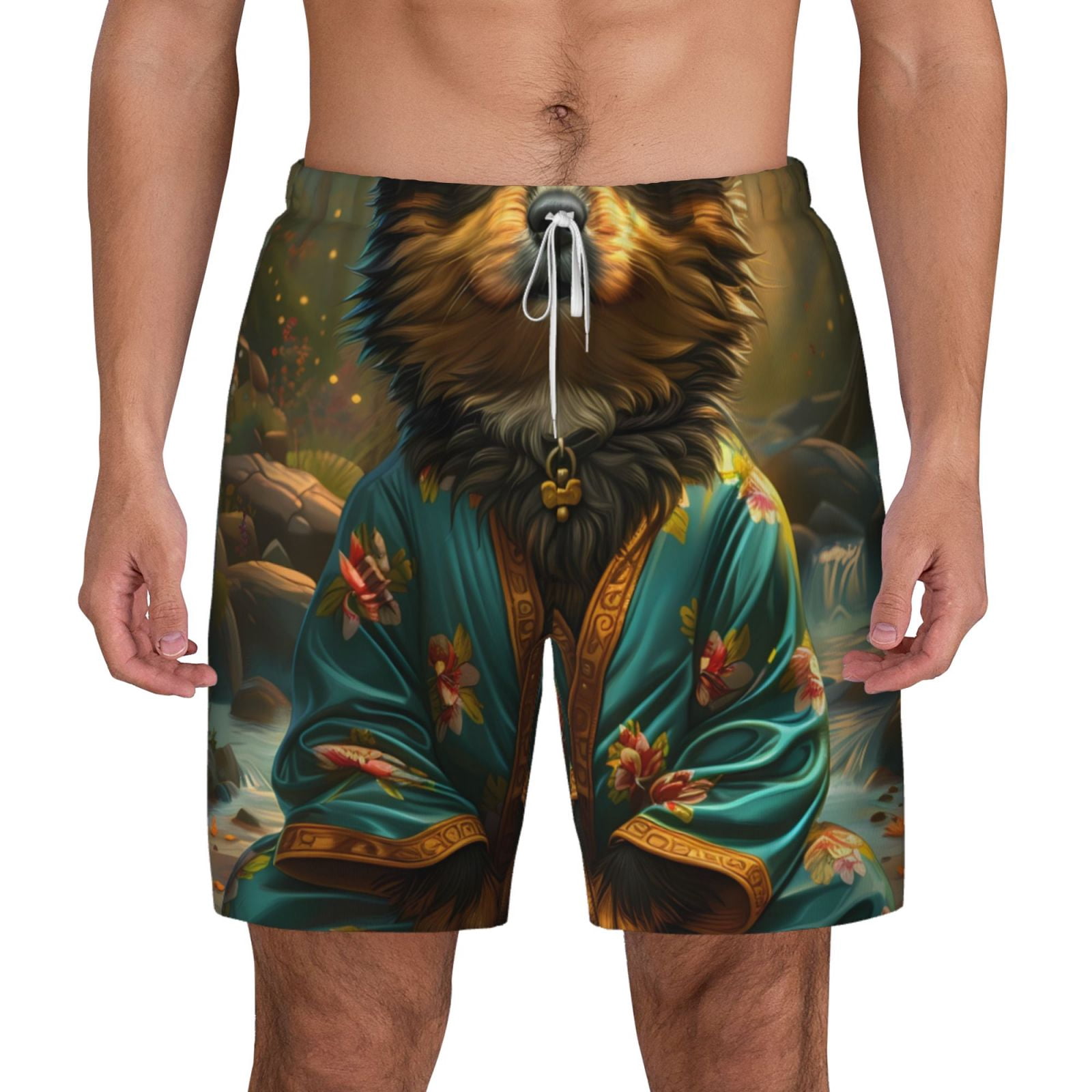 Balery Creekside Meditating Puppy Mens Swim Trunks Swim Shorts for Men ...