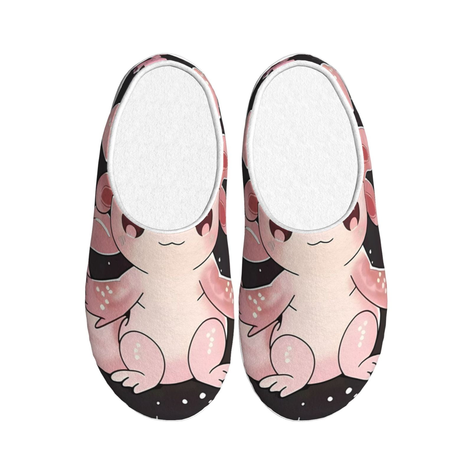 Balery Cute Axolotl Sakura Blossoms Pattern Women's Fuzzy Memory Foam ...